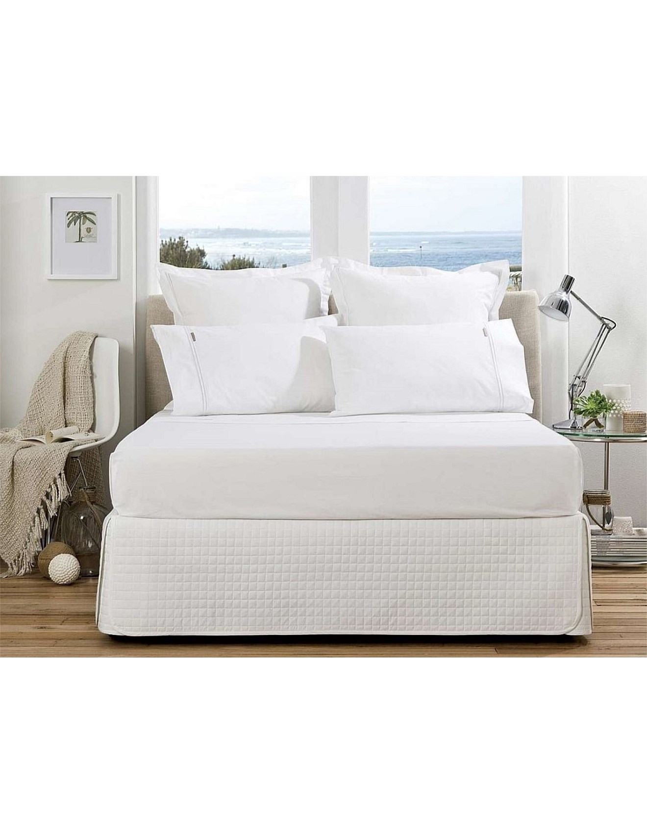 Cotton House Essentials Queen Bed Valance Paris White | David Jones