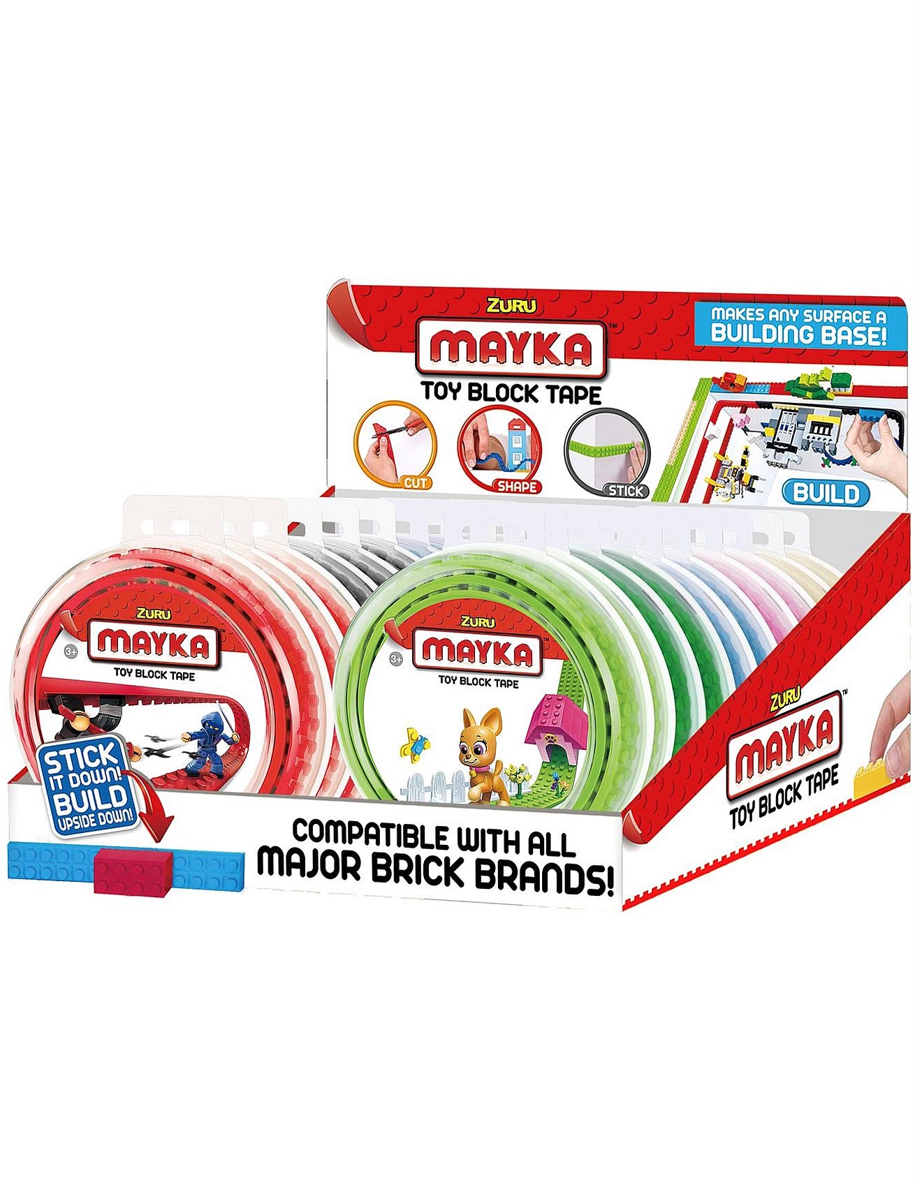 Zuru Mayka Brick Tape 2 Stud Roll 1m Assorted | David Jones