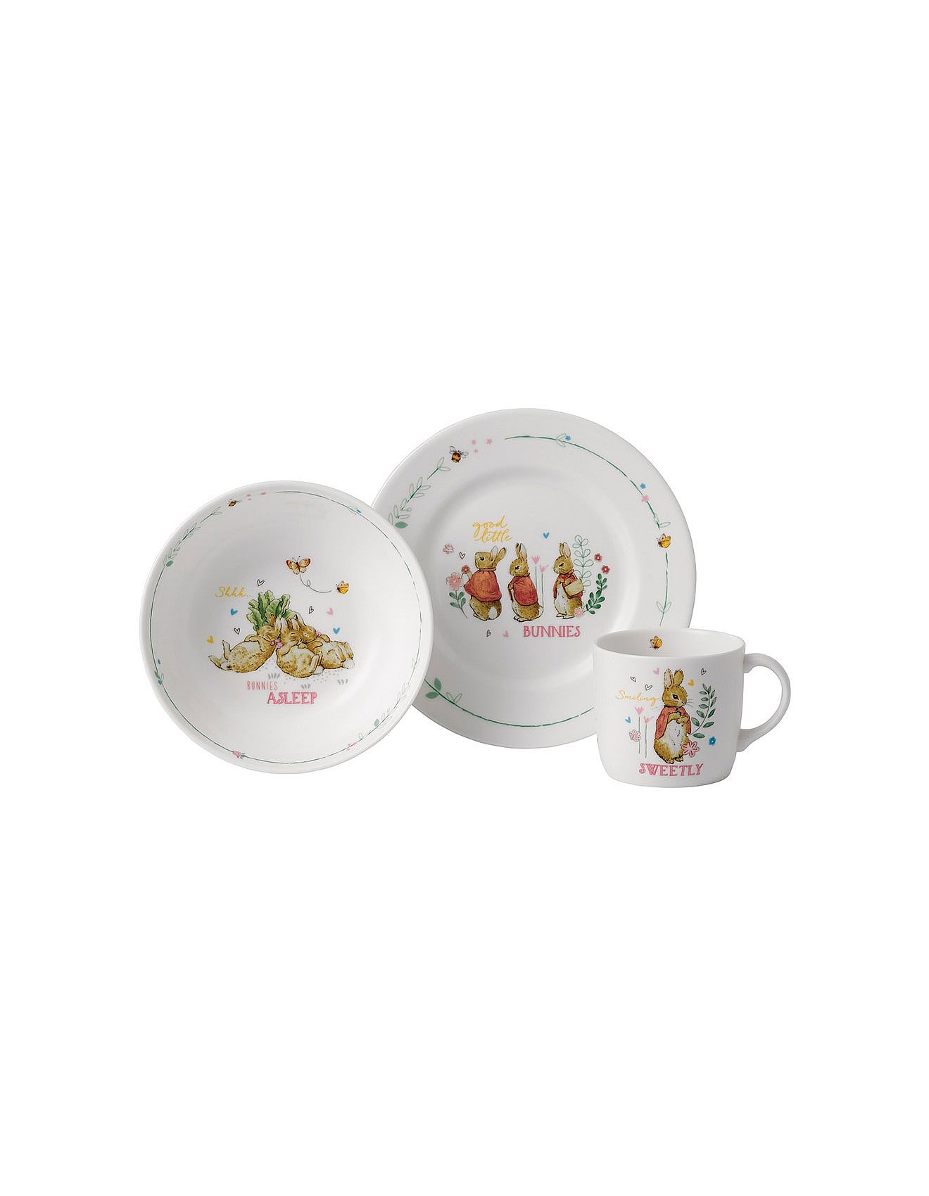 Wedgwood Peter Rabbit Pink 3 Piece Set | David Jones