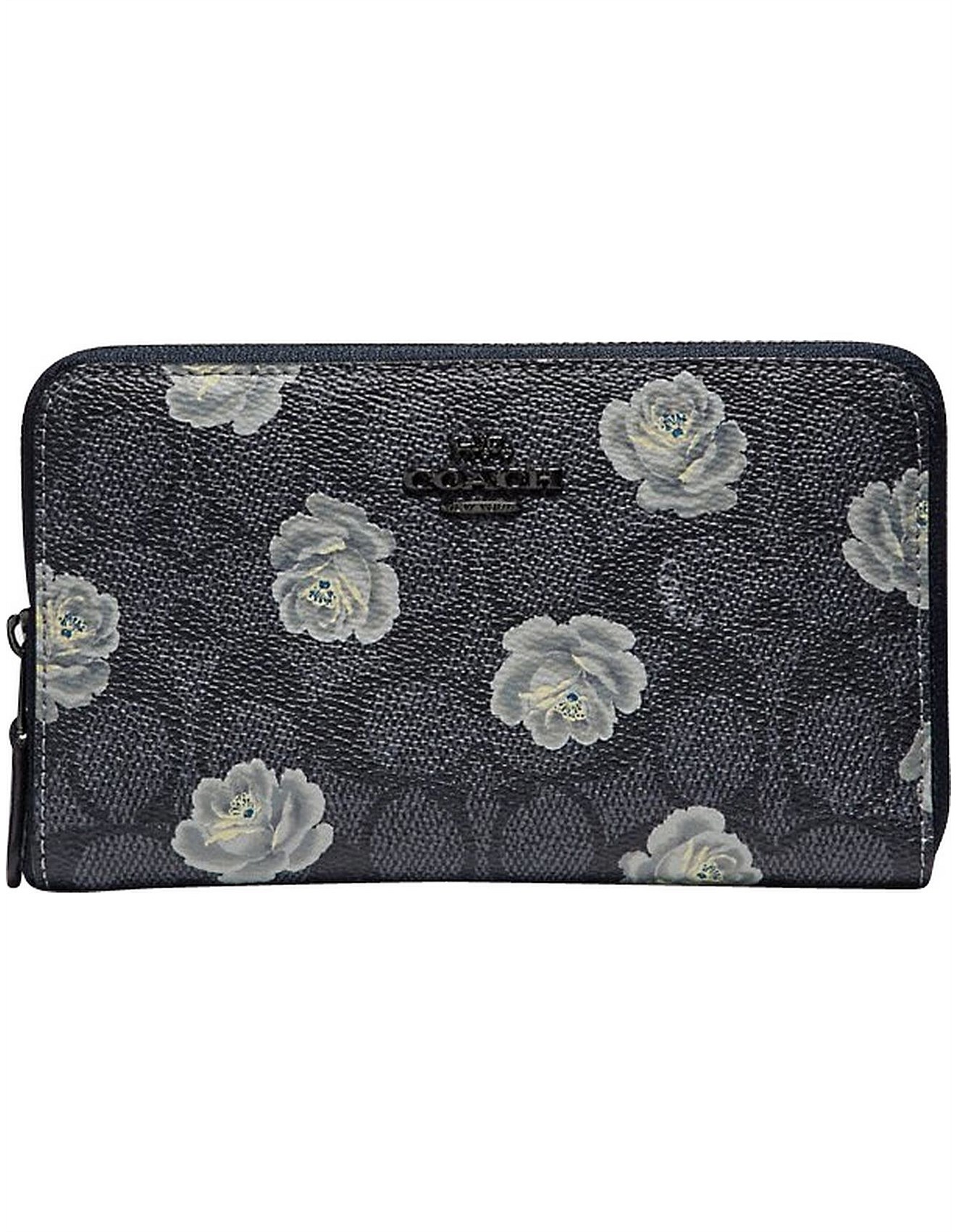 Coach Signature Rose Print Medium Zip Around Wallet | David Jones