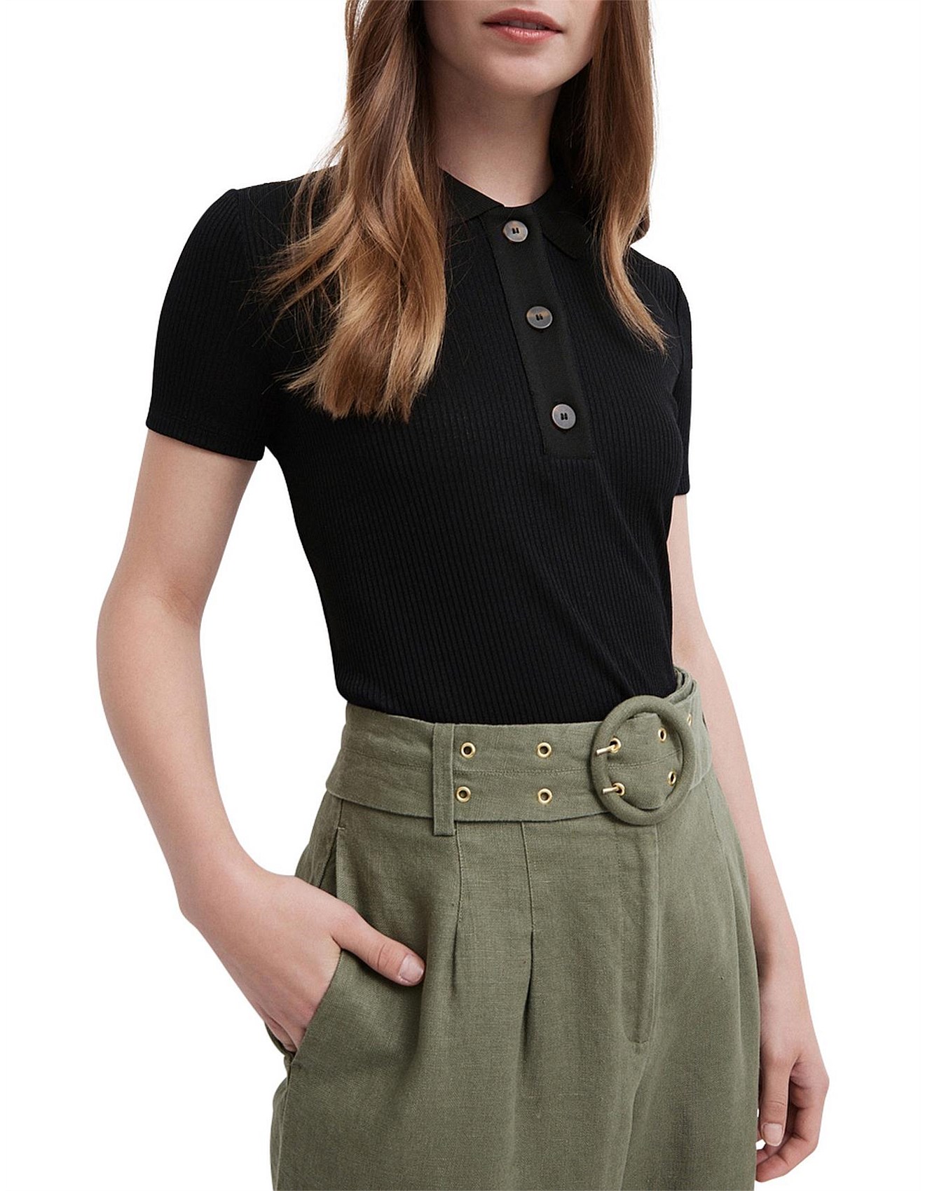 Witchery Button Polo Top | David Jones
