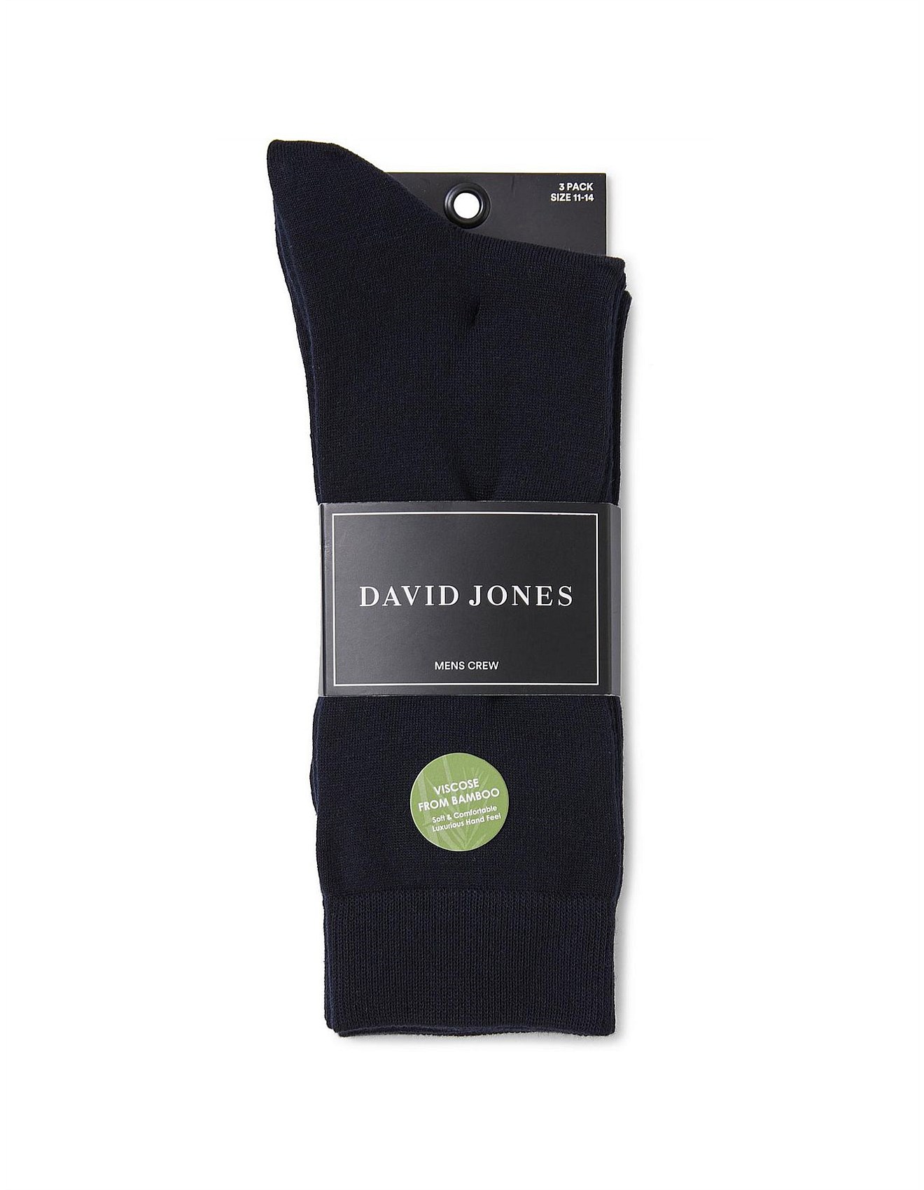 David Jones Collection Plain Business Crew Bamboo Socks 3 Pack | David ...