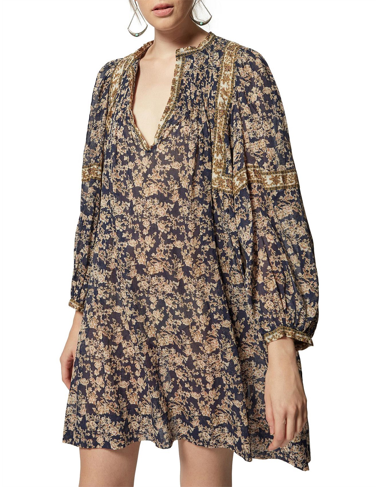 Isabel Marant Etoile Virginie Midnight Cotton Short Dress | David Jones