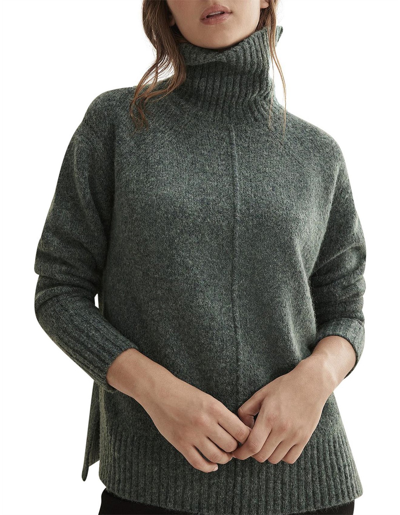 Country Road Nep Yarn Interest Knit Relaxed Fit Roll Neck | David Jones