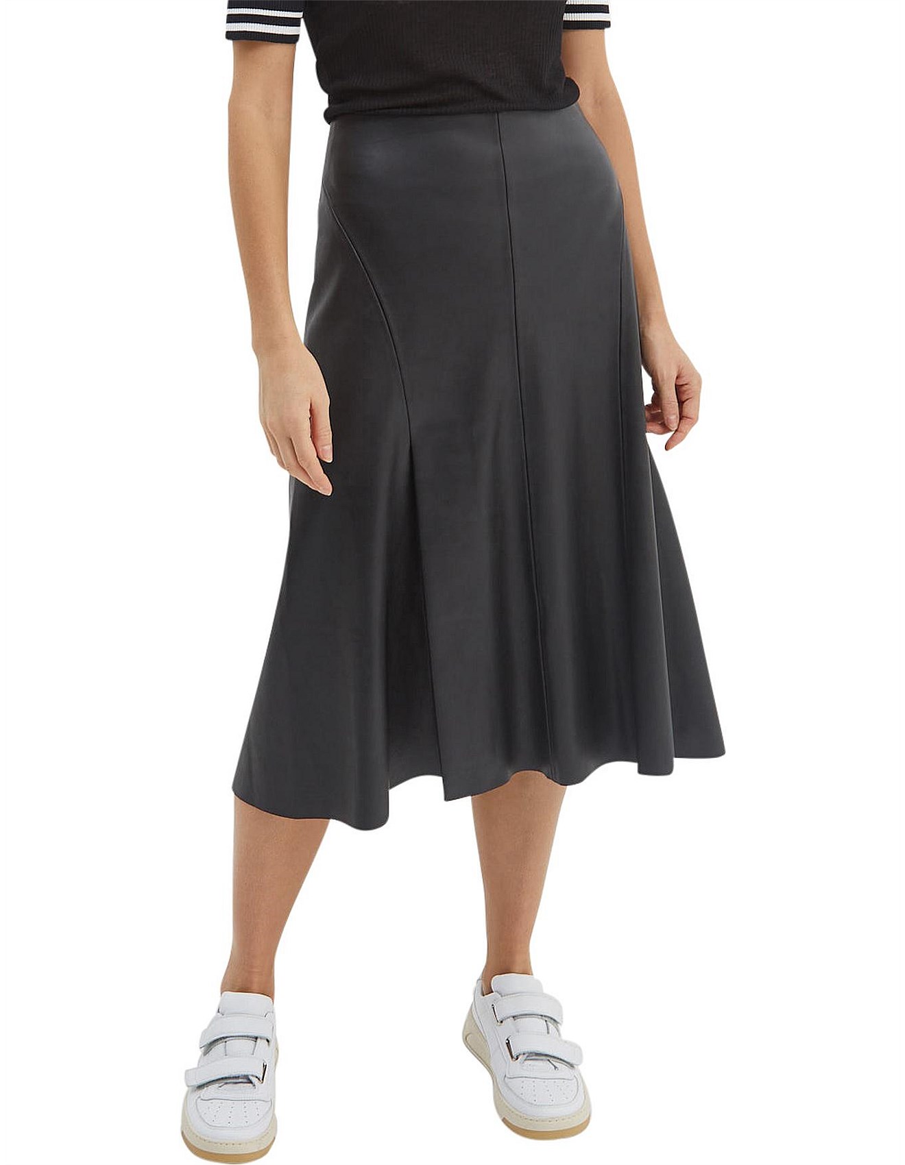 Saba Viv Vegan Leather Midi Skirt | David Jones