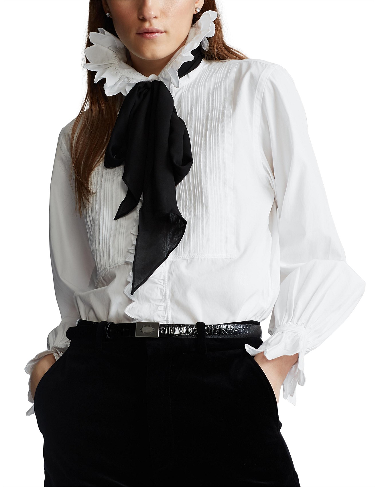 Polo Ralph Lauren Ruffle-trim Cotton Shirt | David Jones