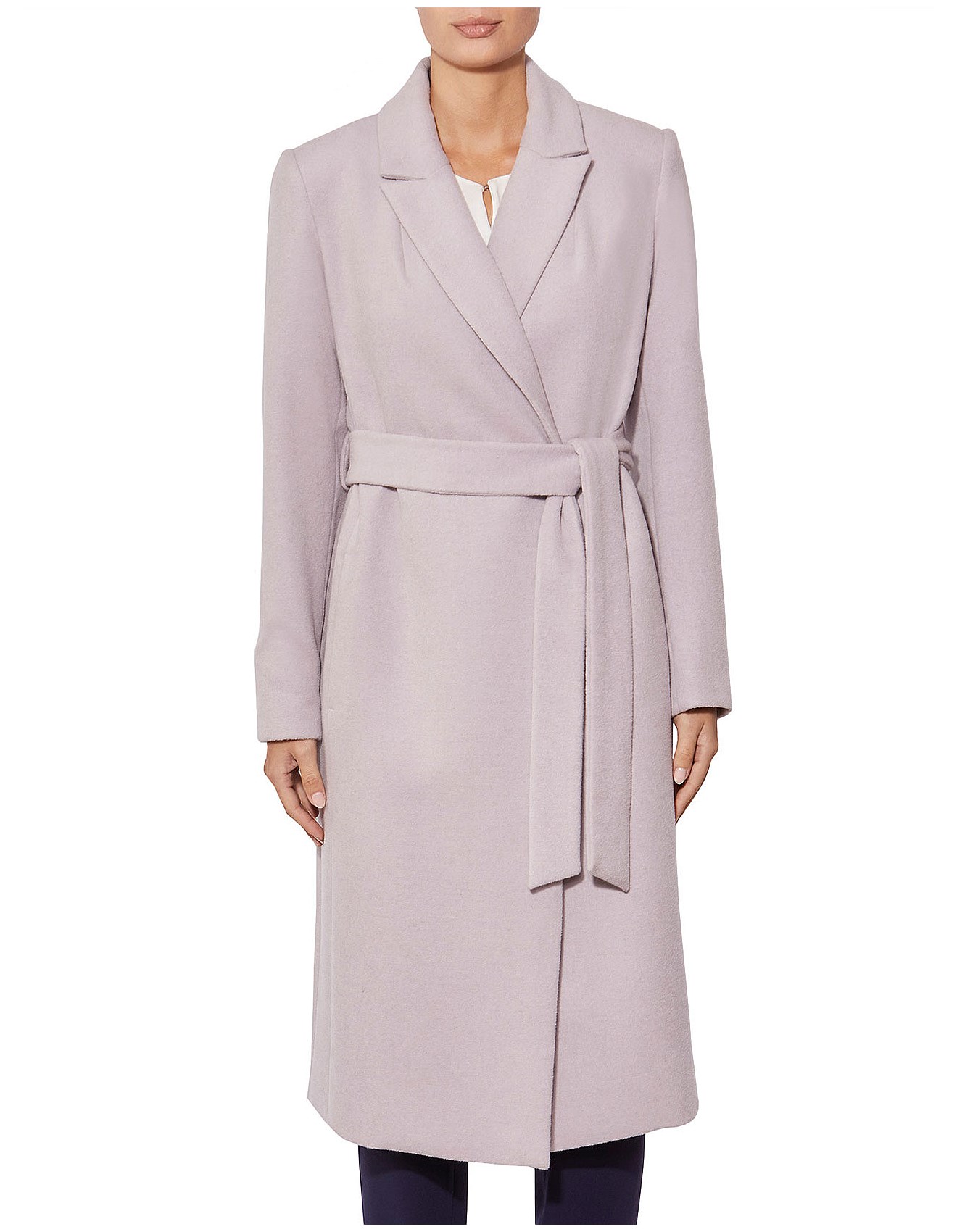 Women's Long Coats | David Jones - LAVENDER WOOL COAT