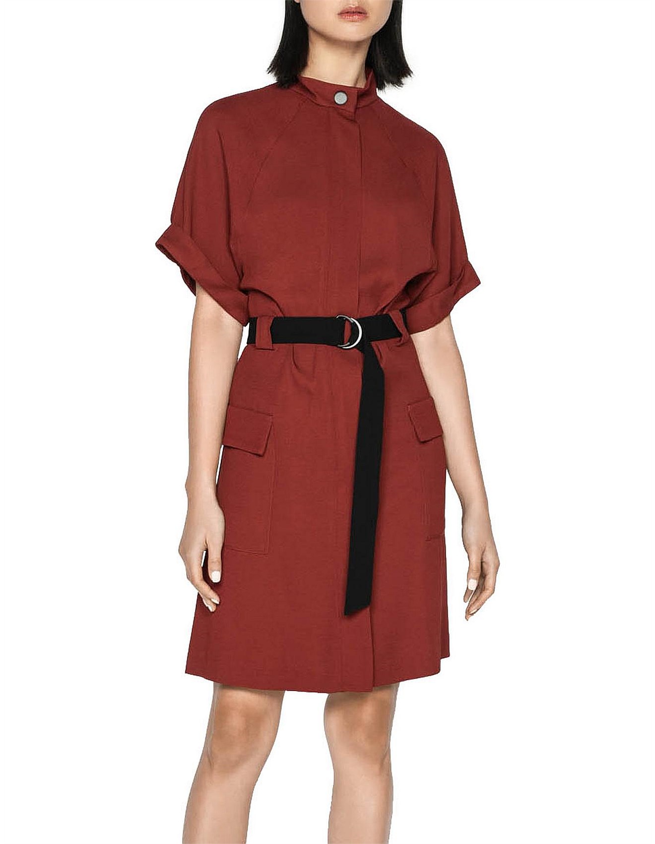 Cue Twill Button Front Utility Dress | David Jones