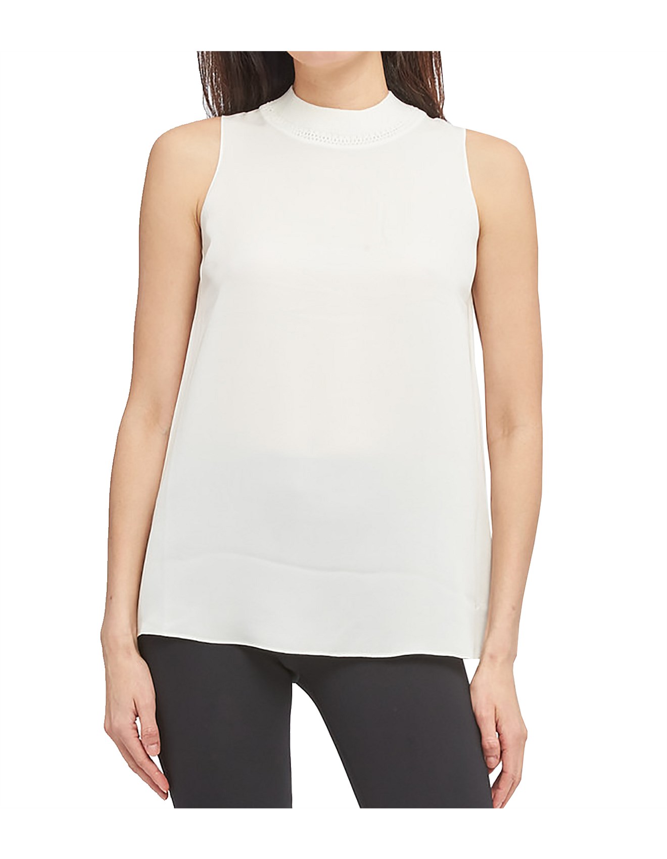 Theory Rib Mock Neck Shell | David Jones