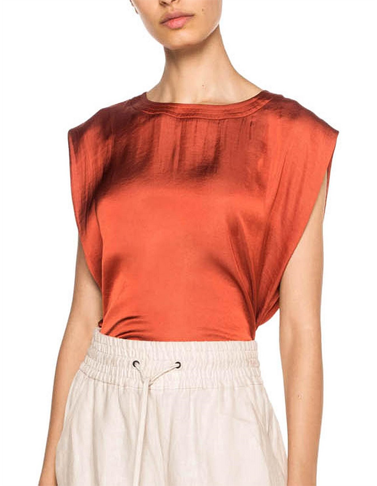 Veronika Maine Drapey Satin Cocoon Top | David Jones