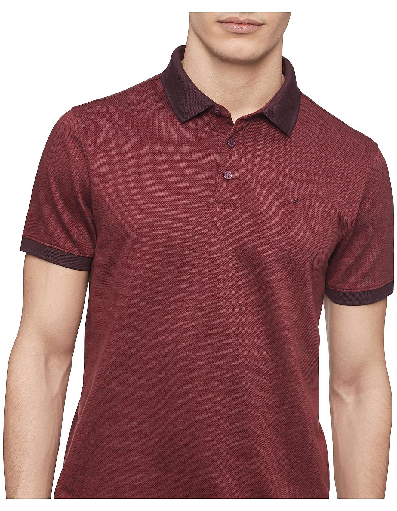 Calvin Klein Sportswear Ss Lq Novelty Polo Plum Noir | David Jones