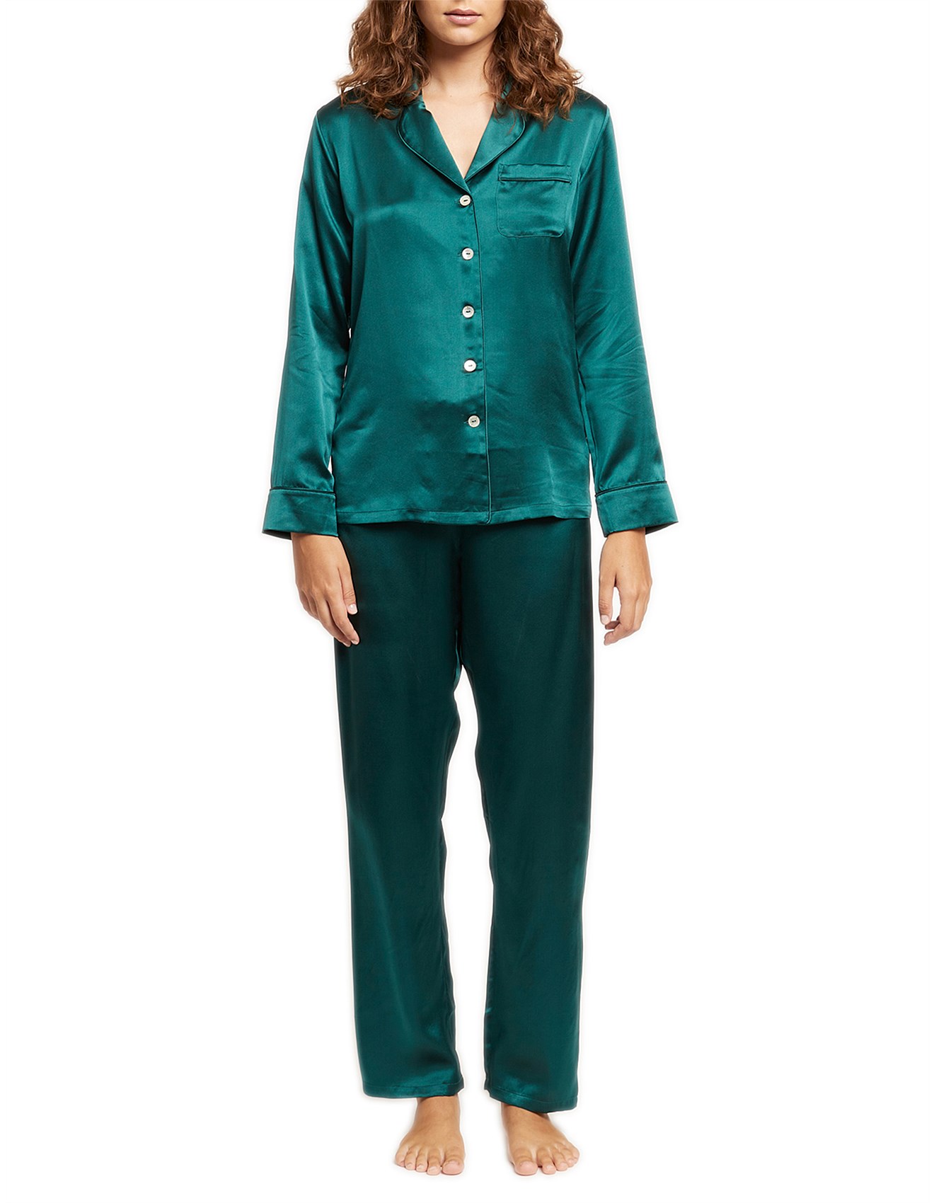 Ginia Fine Finishes Silk Long Sleeve Pant Pyjama Set | David Jones