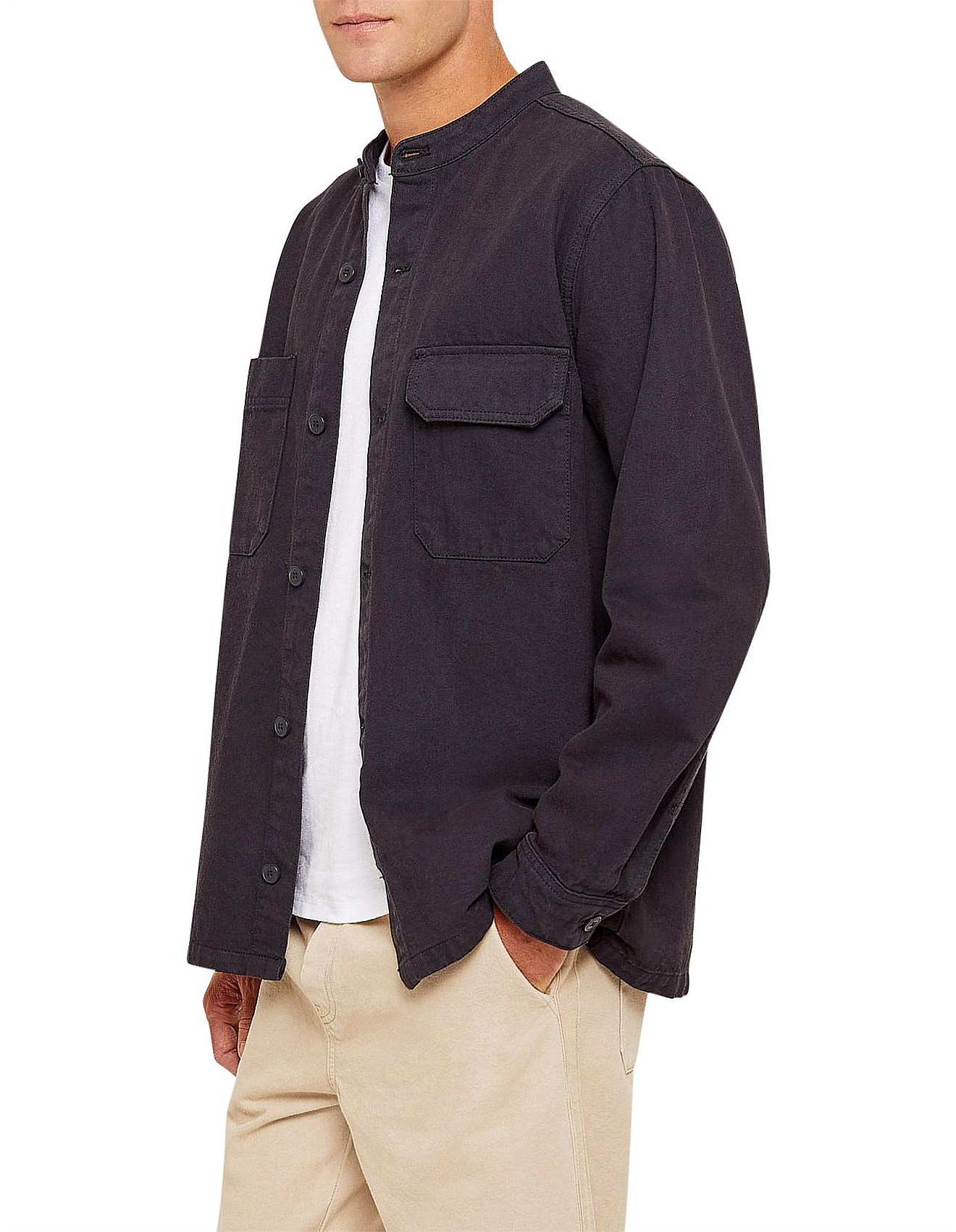 Jag Collarless Twill Jacket | David Jones
