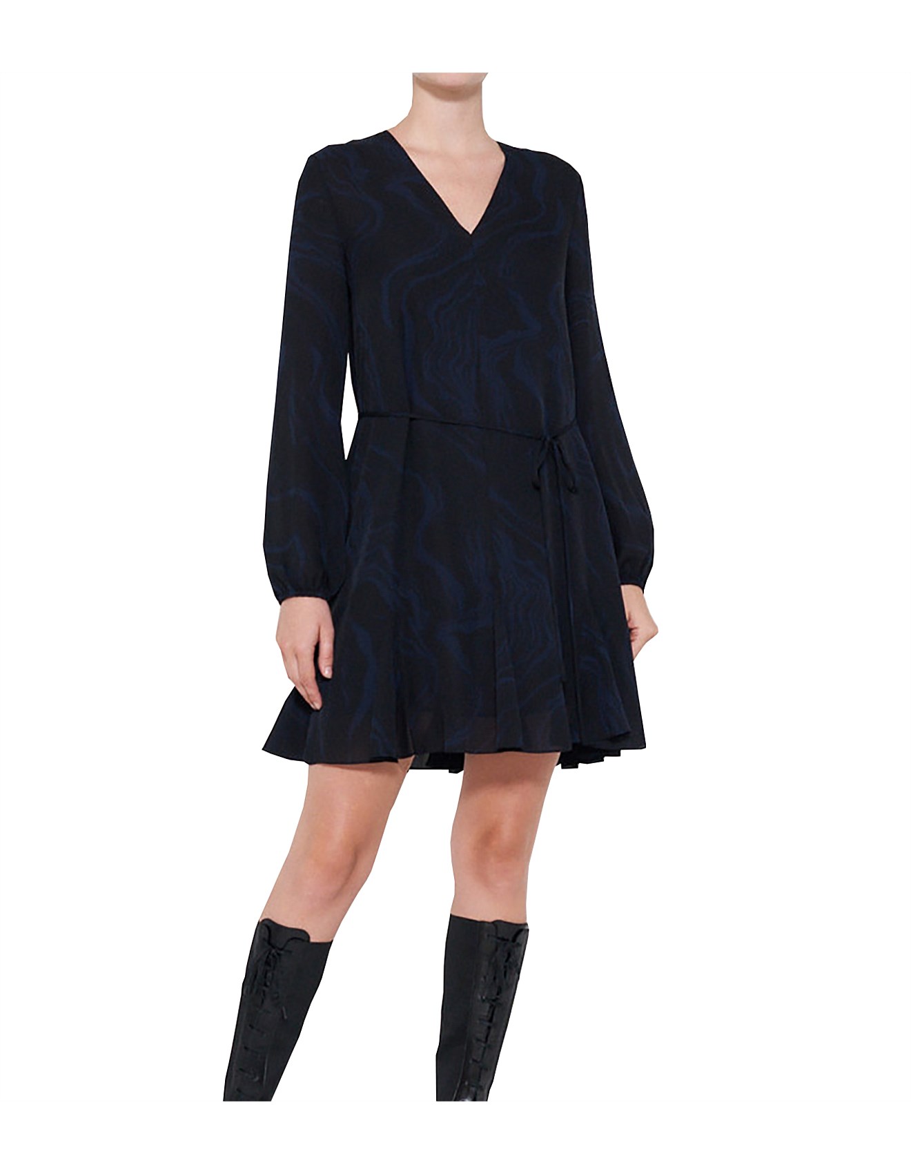 Theory V Neck Godet Dress | David Jones