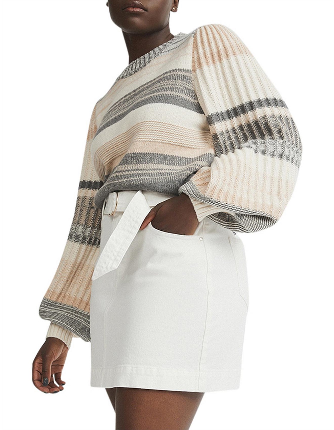 Witchery Yarn Stripe Crop Knit | David Jones