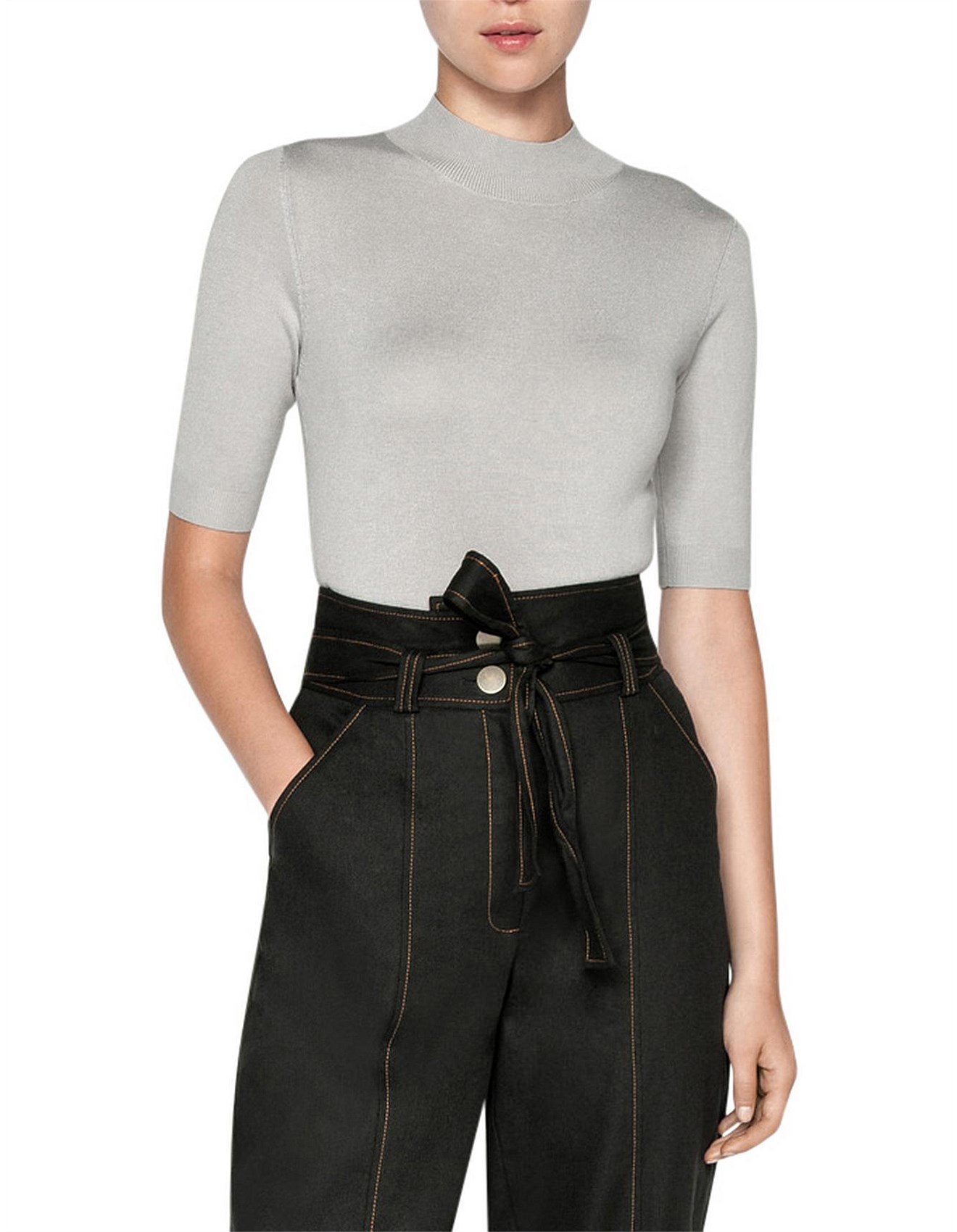 Cue Elbow Sleeve Funnel Neck Knit | David Jones