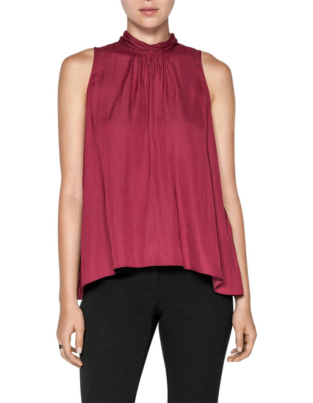 Cue Drapey Satin Swing Top | David Jones