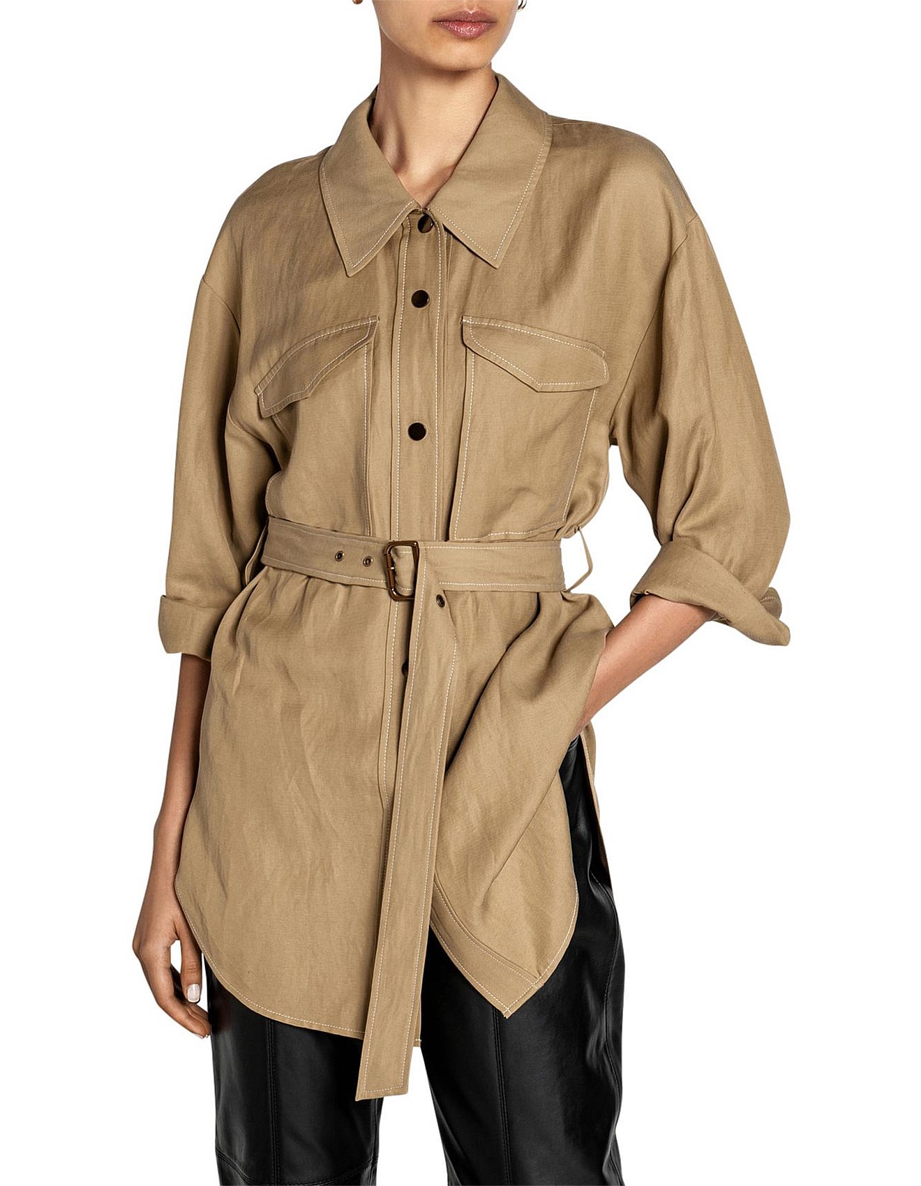 Veronika Maine Drapey Weave Utility Jacket | David Jones