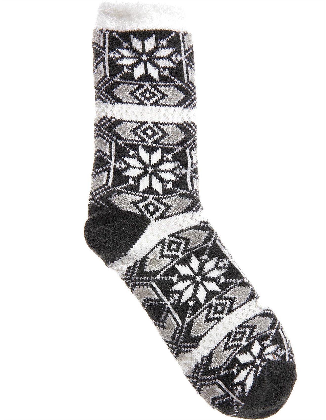 Simon De Winter Plush Lined Aztec Geo Sock | David Jones