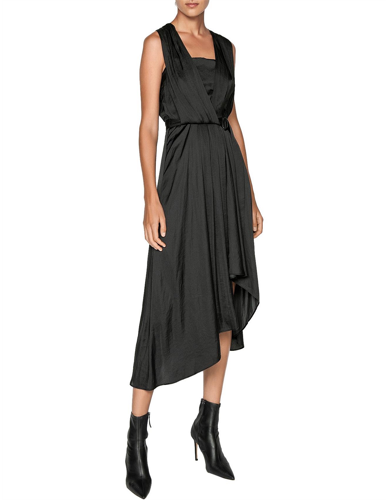 Cue Drapey Satin Dress | David Jones