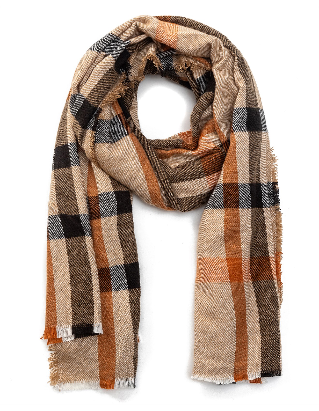 Gregory Ladner Tartan Scarf With Frayed Edge | David Jones