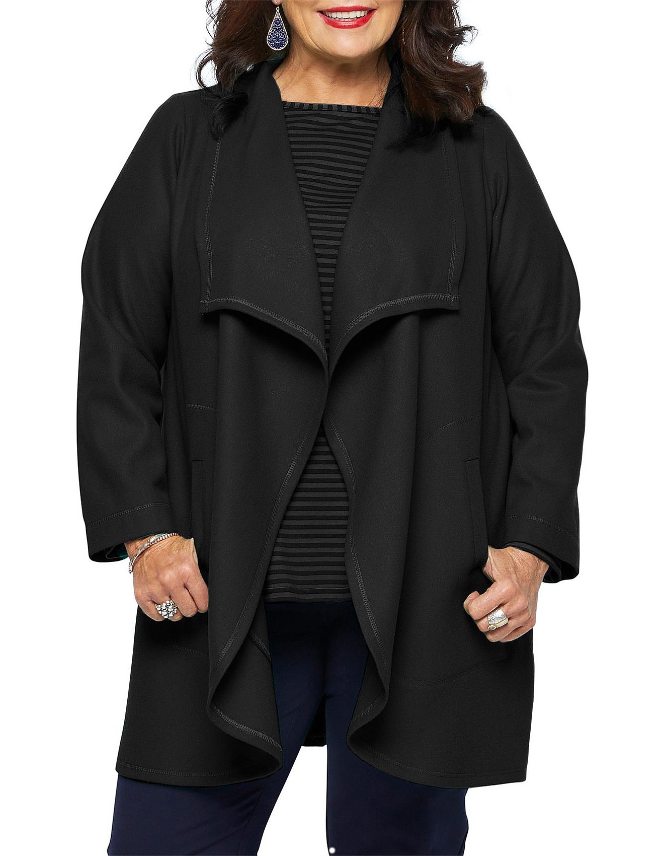 Swish Drape Front Long Sleeve Wool Jacket | David Jones