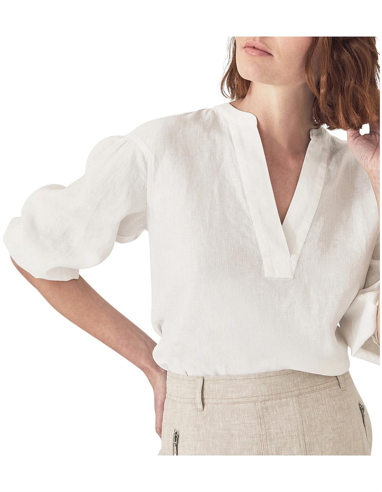 Trenery Linen Boho Blouse | David Jones