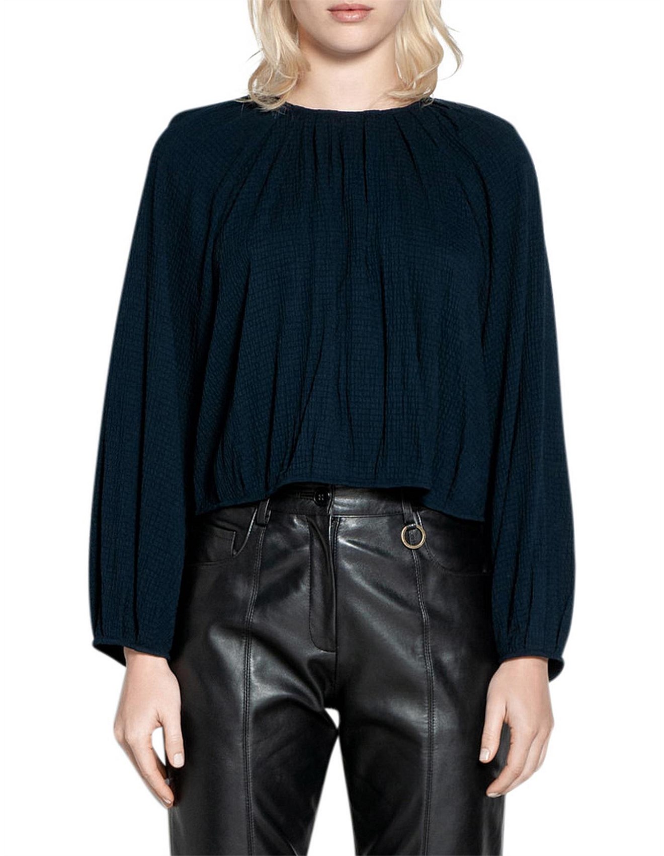 Veronika Maine Drapey Crinkle Bubble Top | David Jones