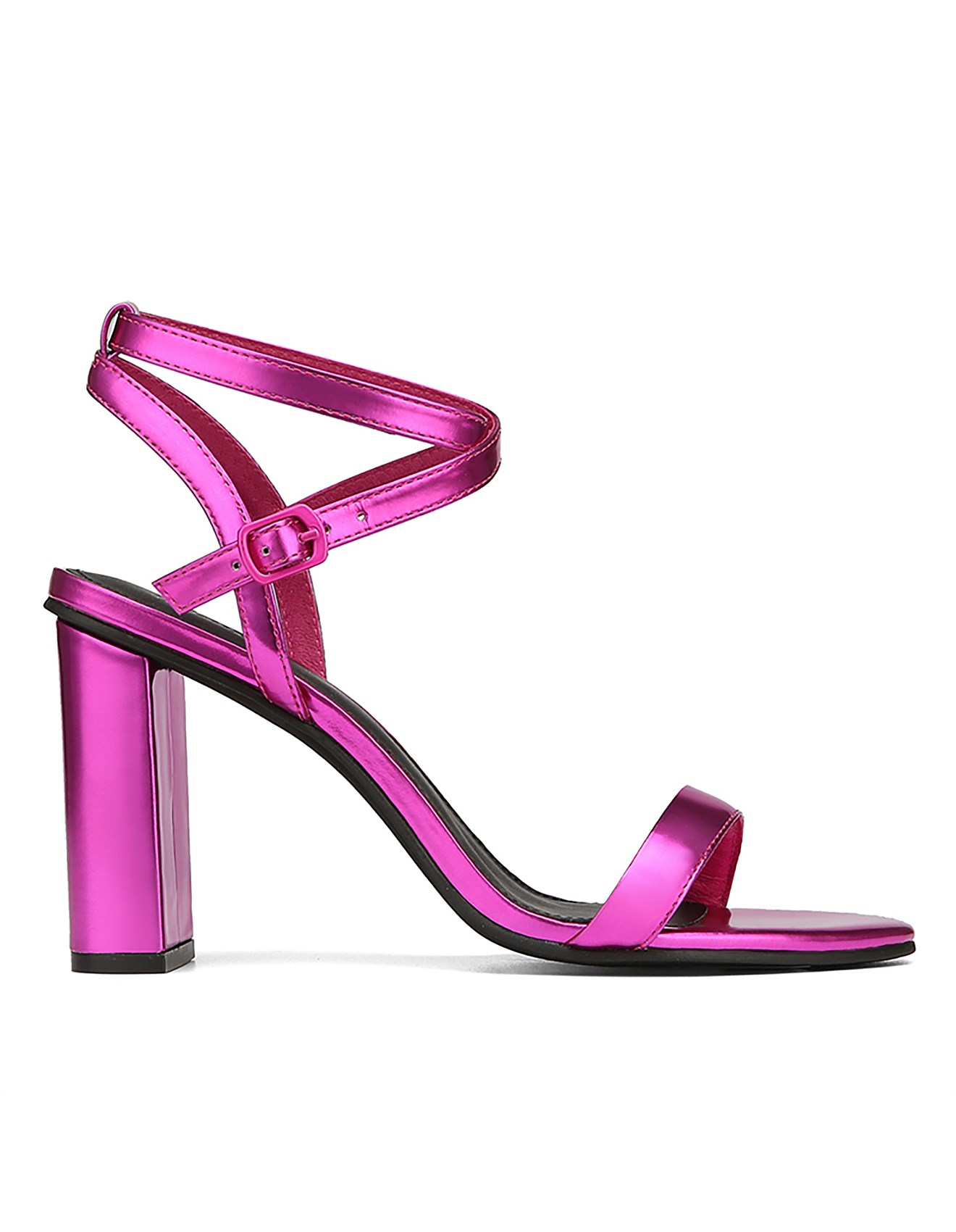 Wittner Raven Electric Magenta Metallic Open Toe Block Heel | David Jones