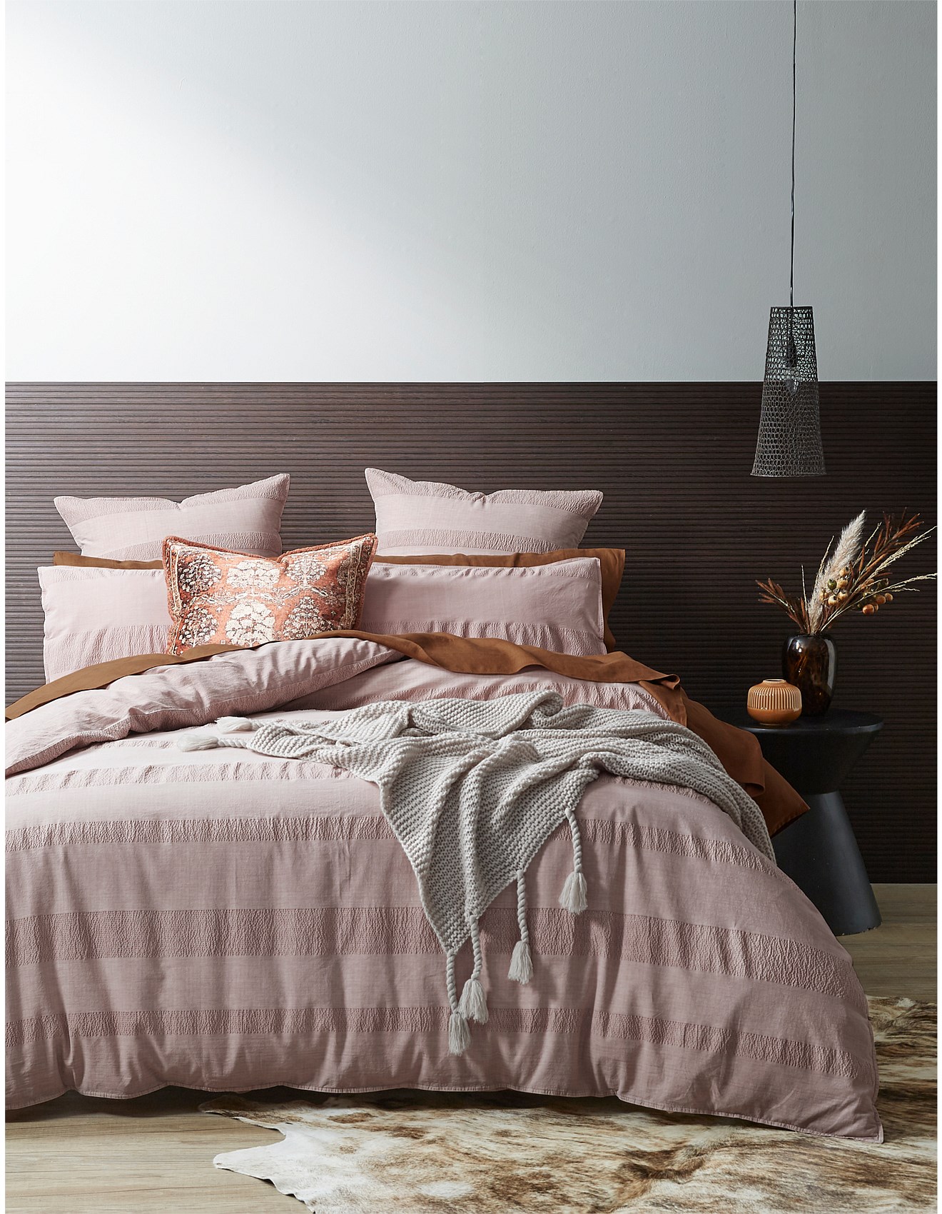 Cotton House Sinclair Double Quilt Cover Blush | David Jones