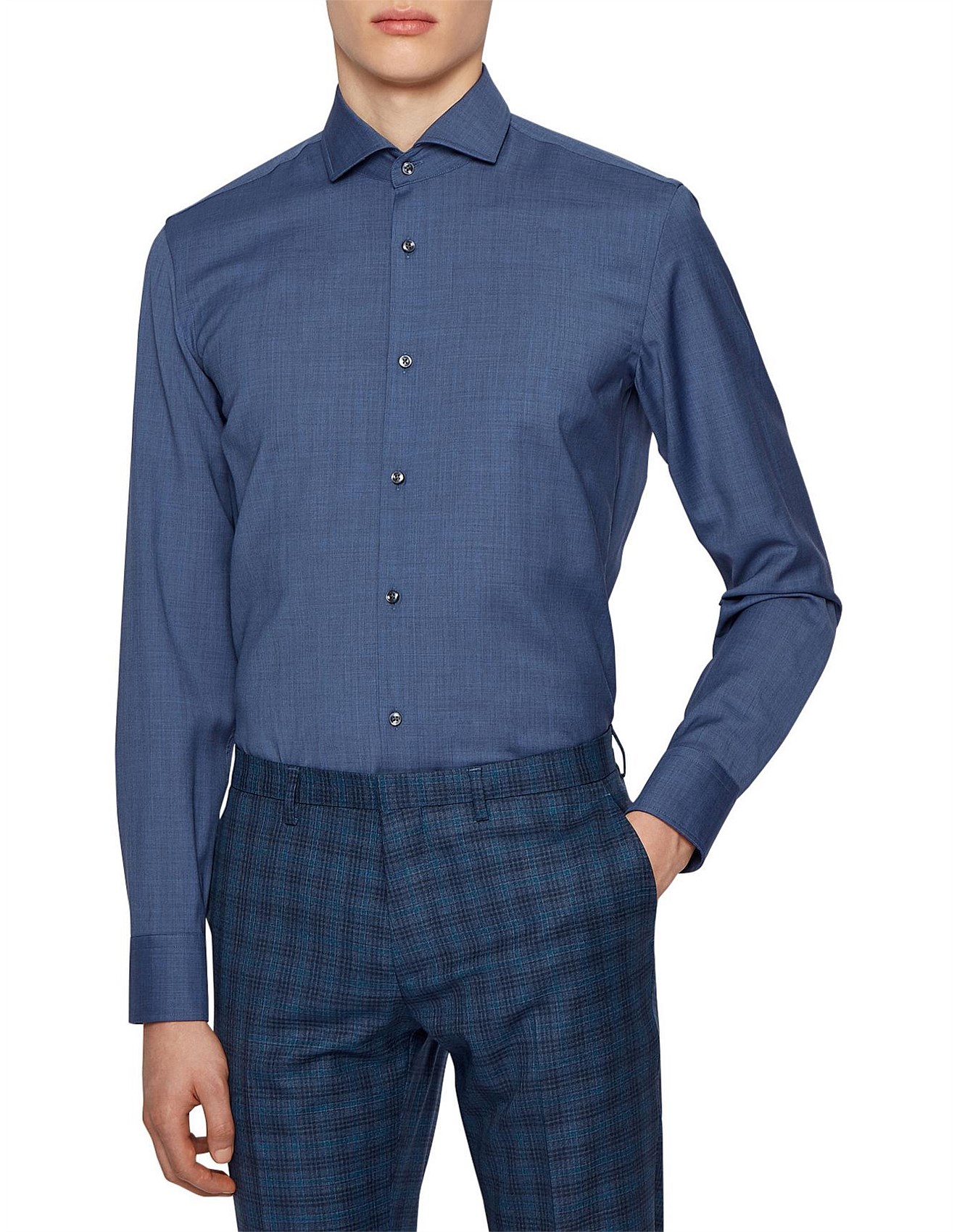 Boss Slim-fit Shirt In Traceable Merino Wool | David Jones
