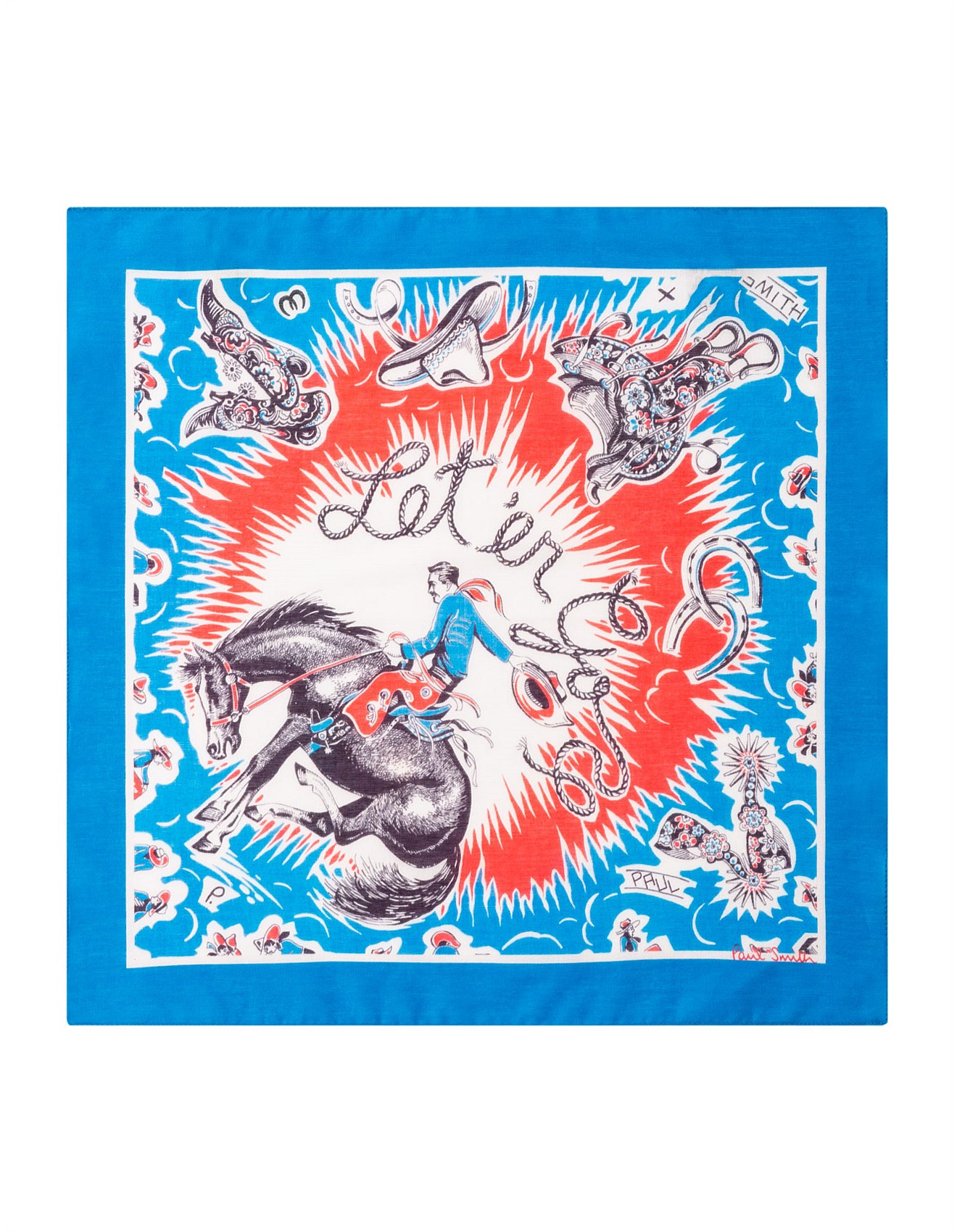 Paul Smith Mens Blue Cowboy Pocket Square | David Jones