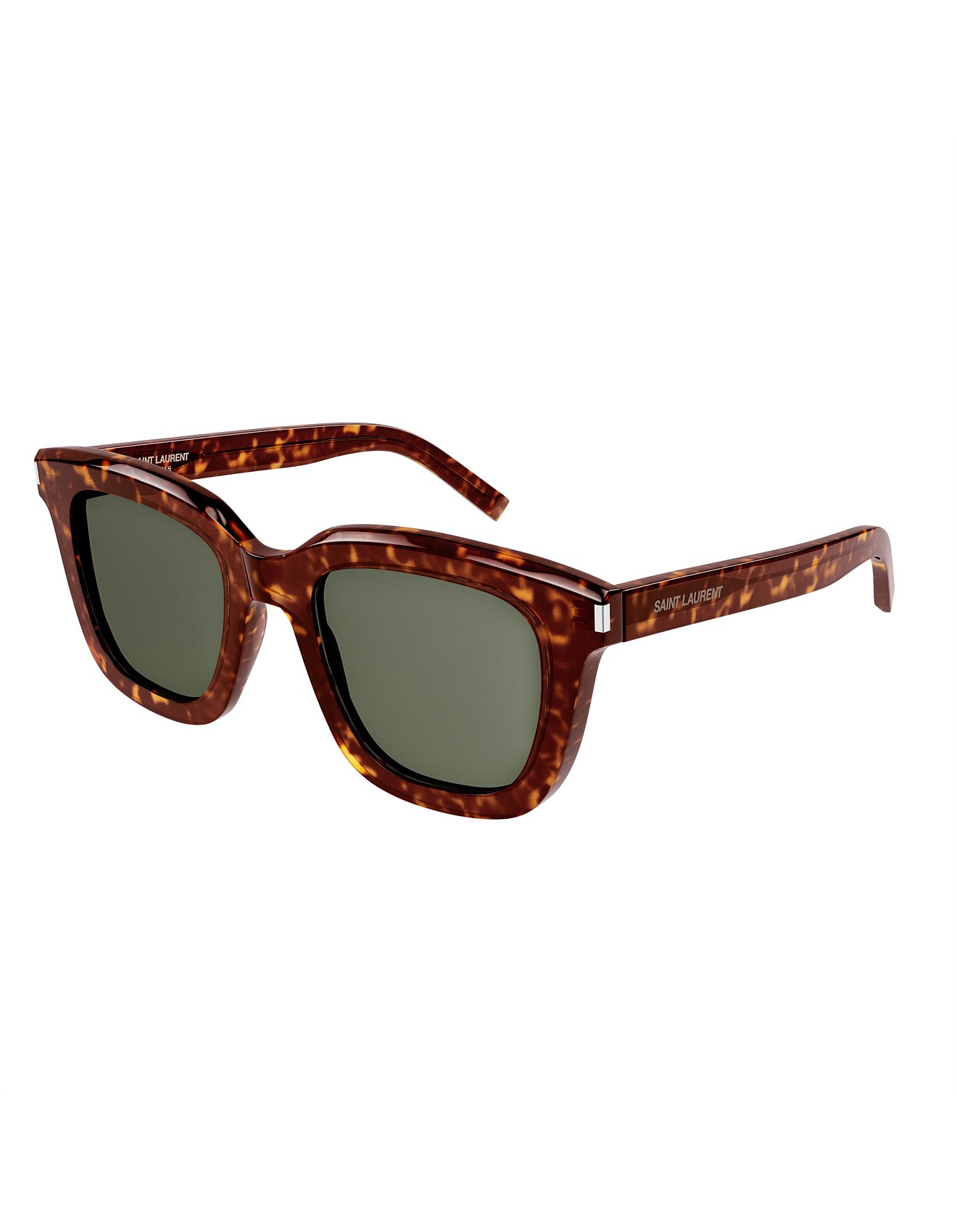 Saint Laurent Rectangle Frame Havana Sunglasses | David Jones