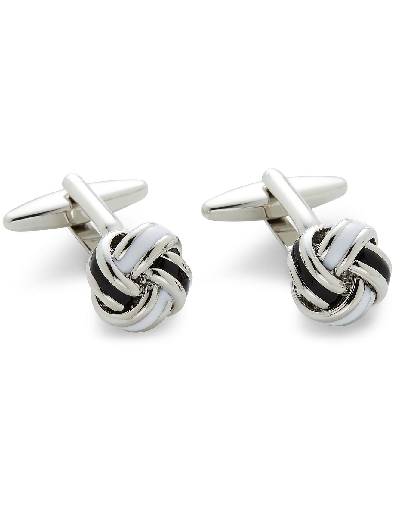 Alta Linea Black & White Enamel Knot Cufflinks | David Jones