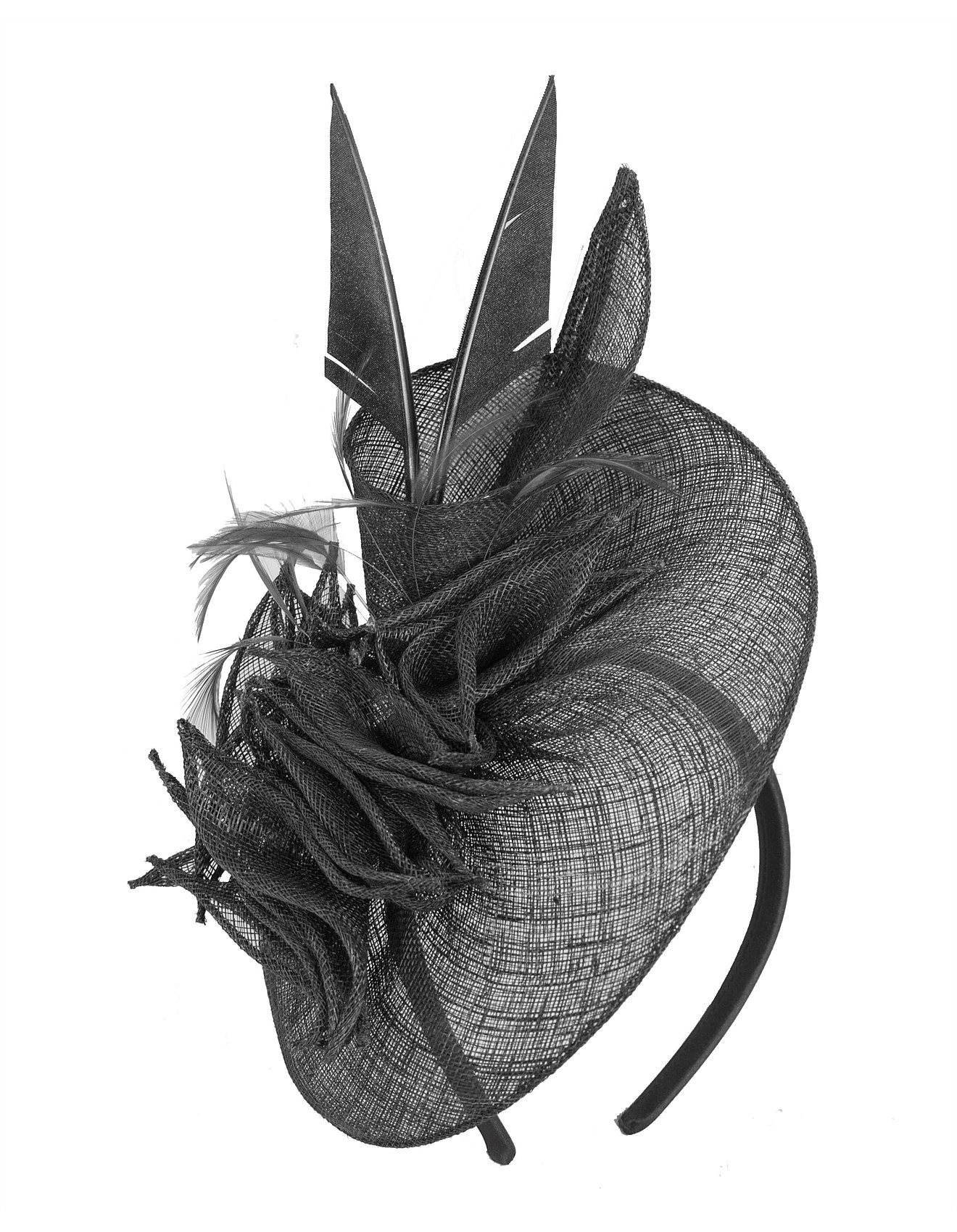 Max Alexander Black Sinamay Fascinator With Two Pointy Feathers | David ...