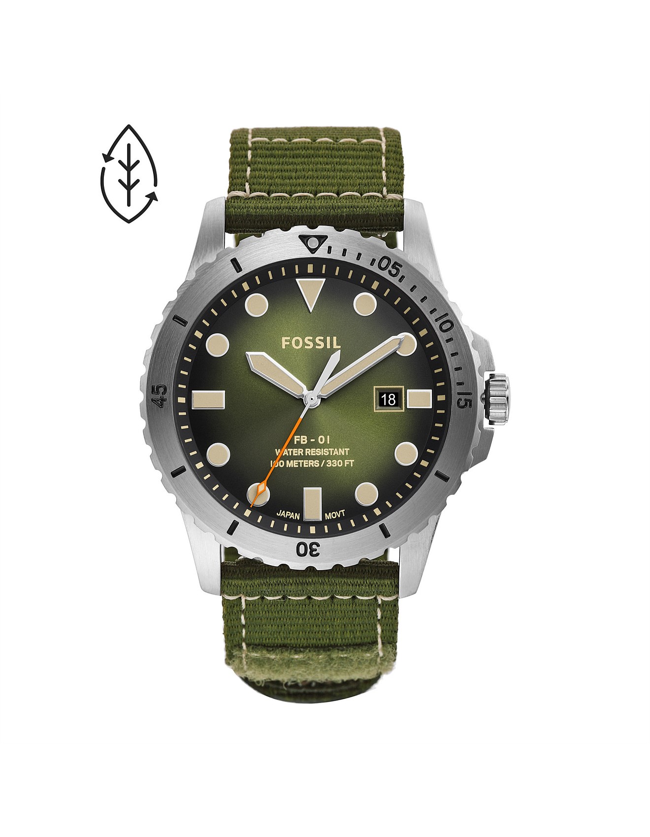 Fossil Fb -01 Green Analogue Watch | David Jones