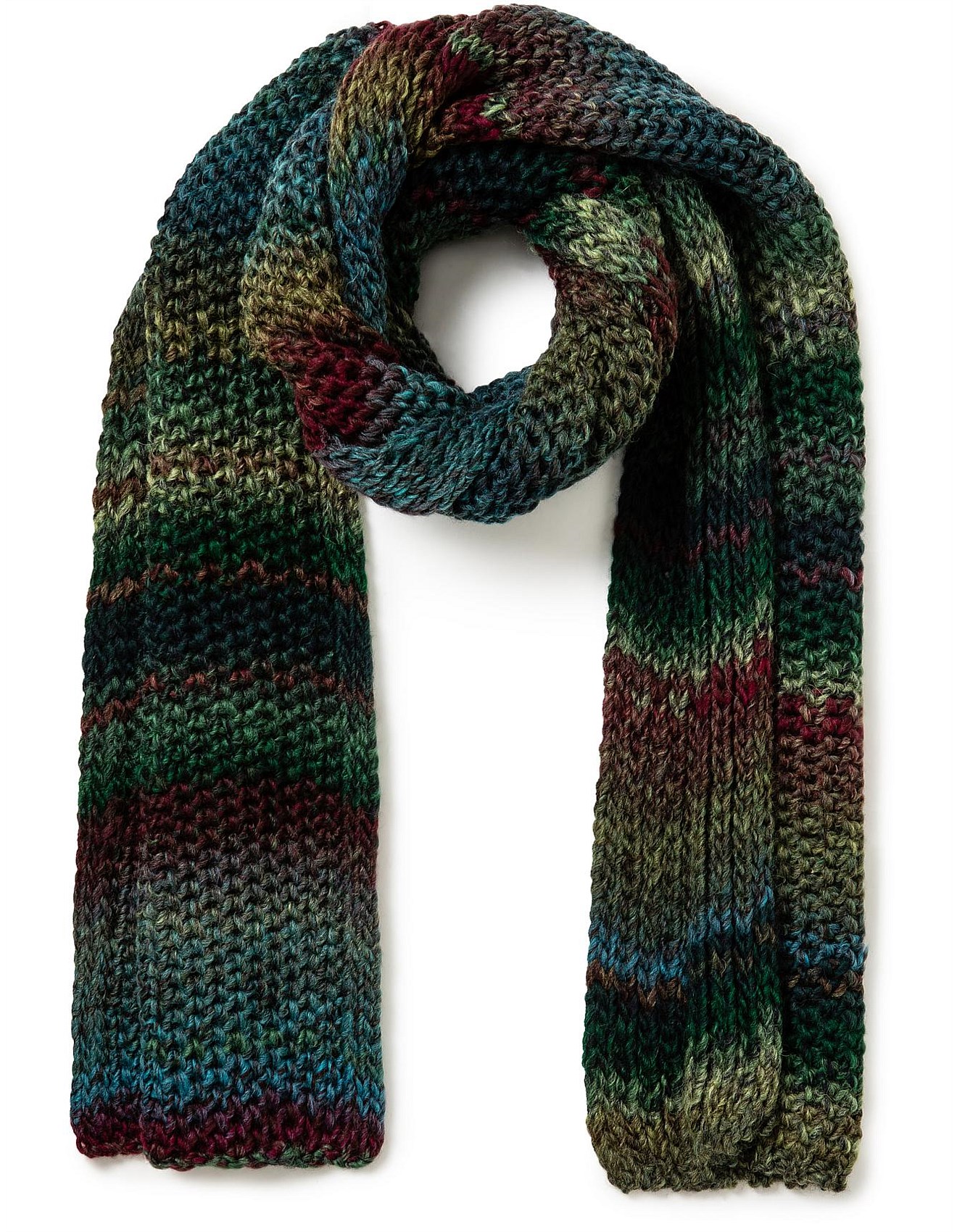 Milana Green Multi Knit Scarf | David Jones