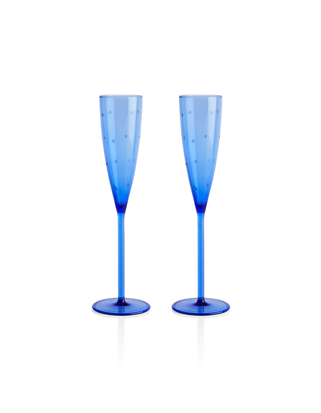 20% Off - LIMITED EDITION CHAMPAGNE FLUTE SET OF 2 AZURE WITH STARS