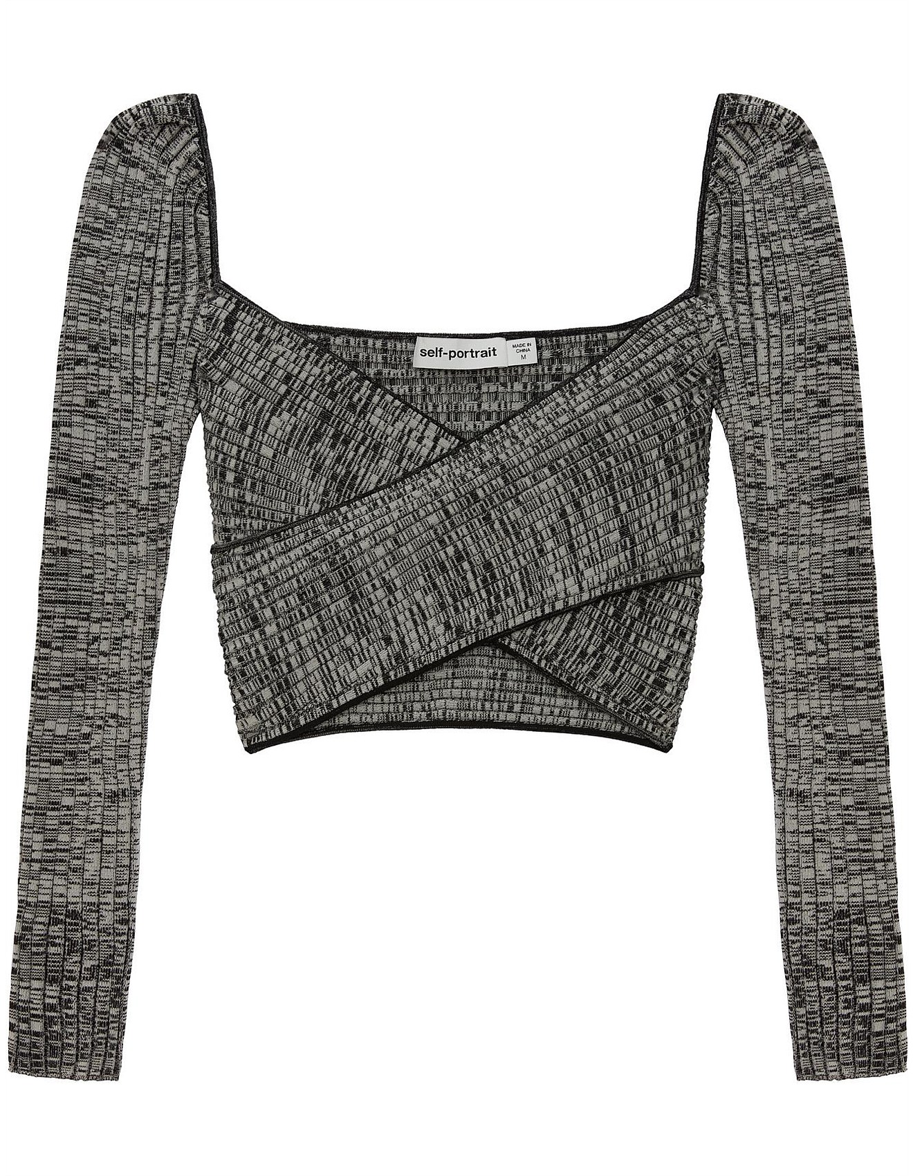 Self-portrait Monochome Crossover Knit Top | David Jones