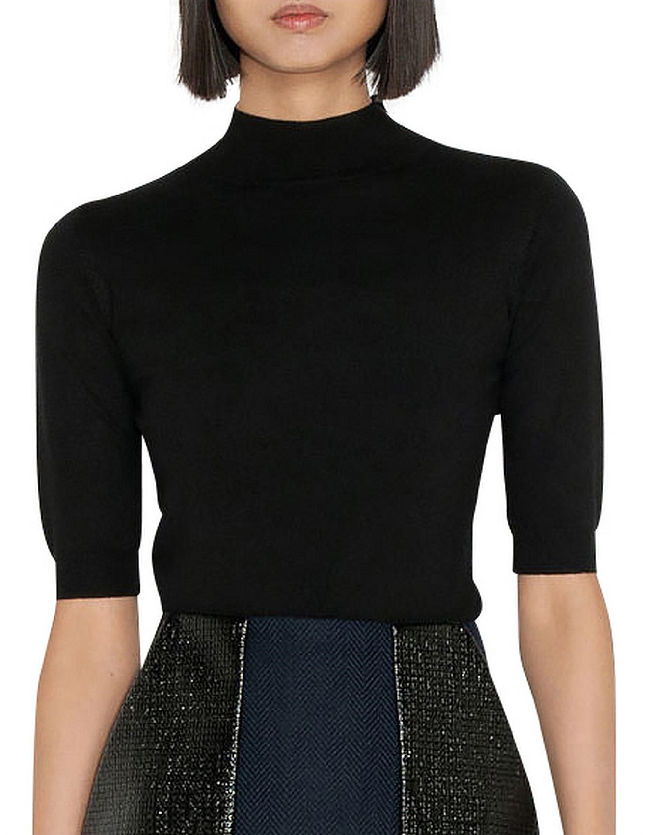 Cue Elbow Sleeve Funnel Neck Knit | David Jones