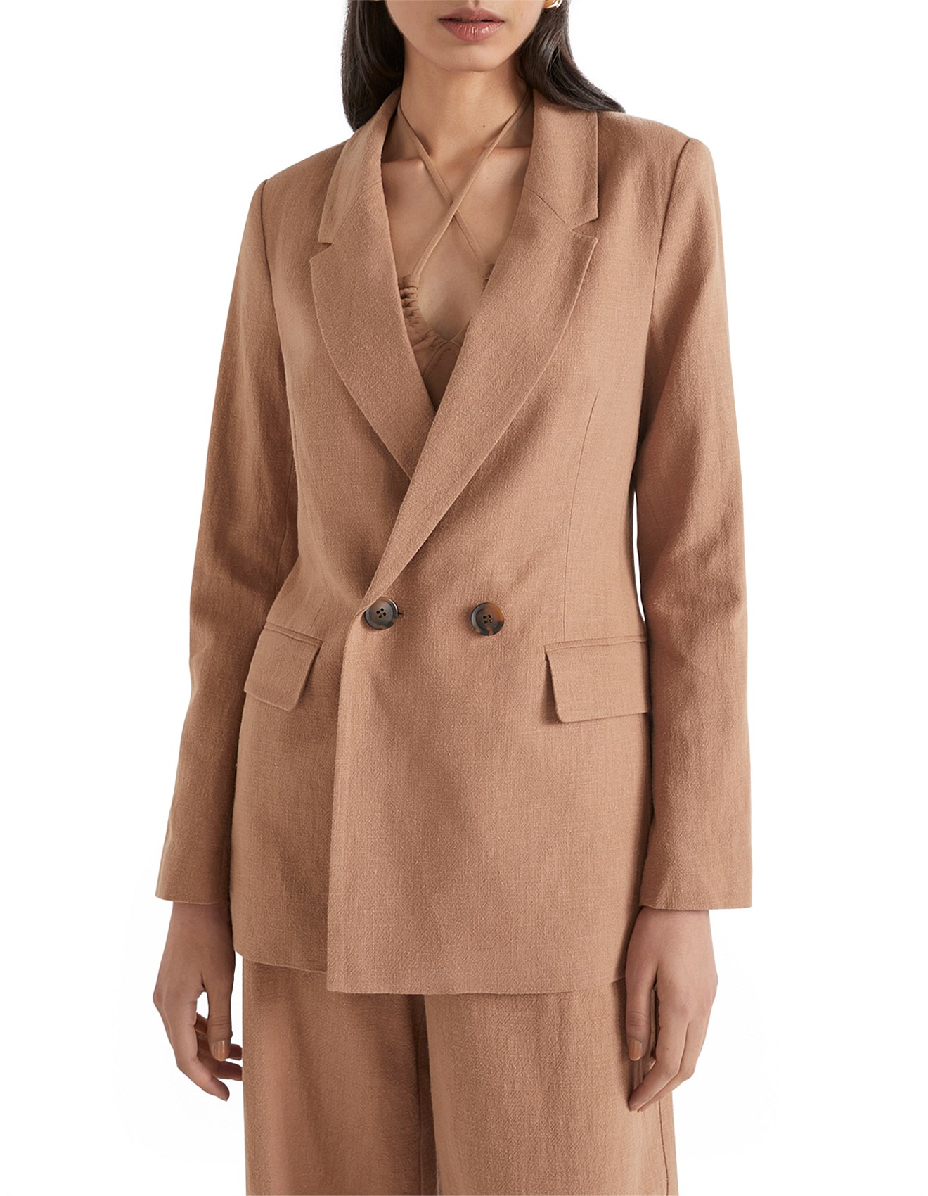 Seed Heritage Ramie Cotton Longline Blazer | David Jones