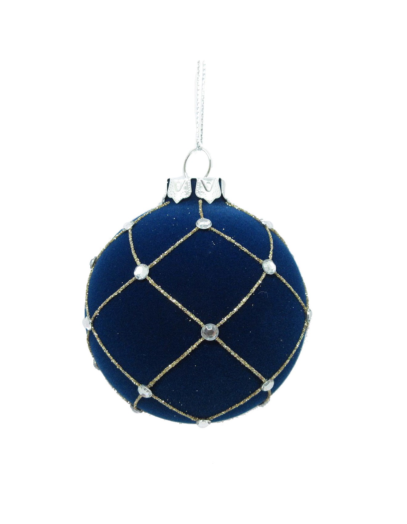 David Jones Blue Flocked Glass Bauble With Gems | David Jones