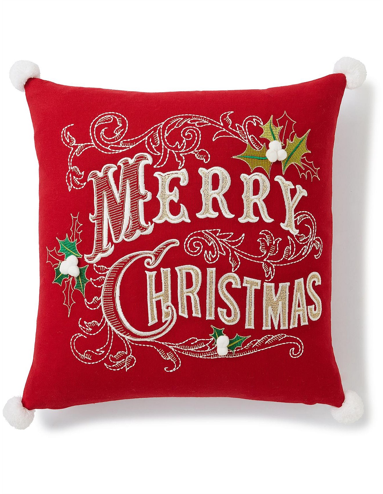 David Jones Collection 45cm Merry Christmas Red Embroidered Square ...
