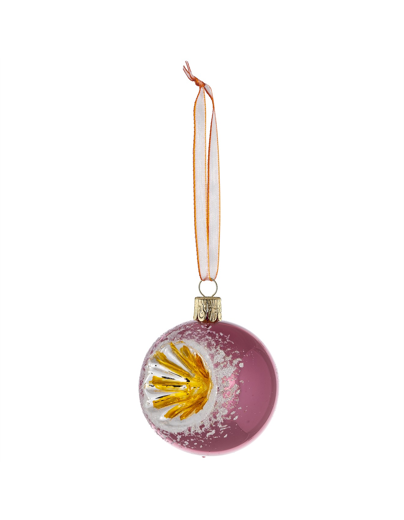 David Jones 6cm Gold and Red Reflector European Glass Bauble | David Jones