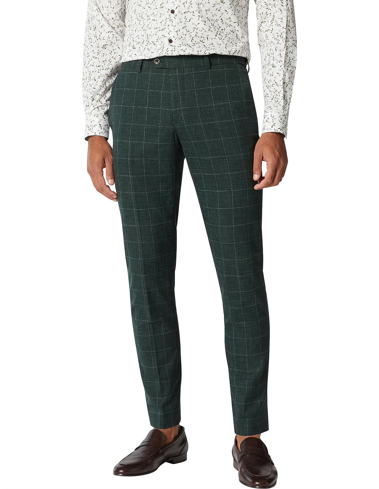 Politix Slim Stretch Windowpane Check Tailored Pant | David Jones