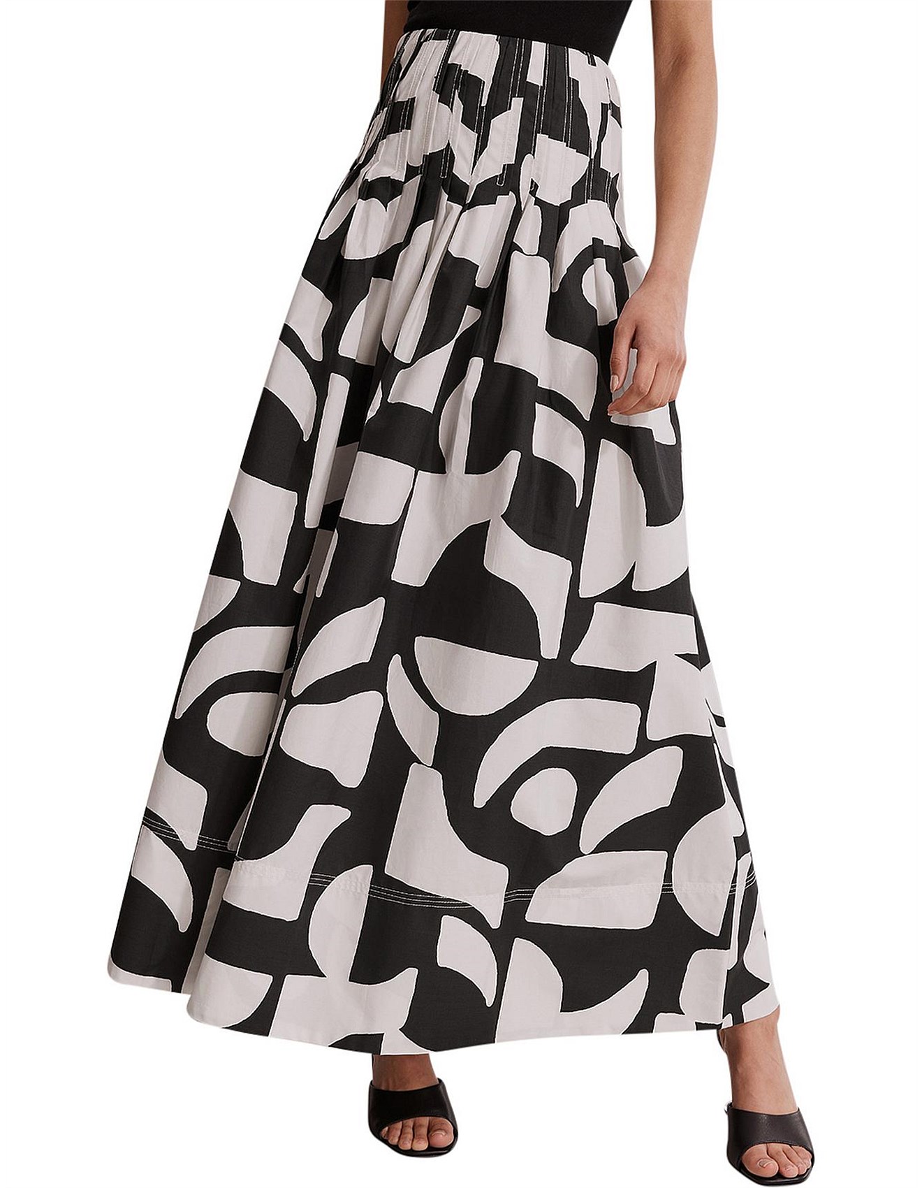 Country Road Print Pleated Basque Maxi Skirt | David Jones