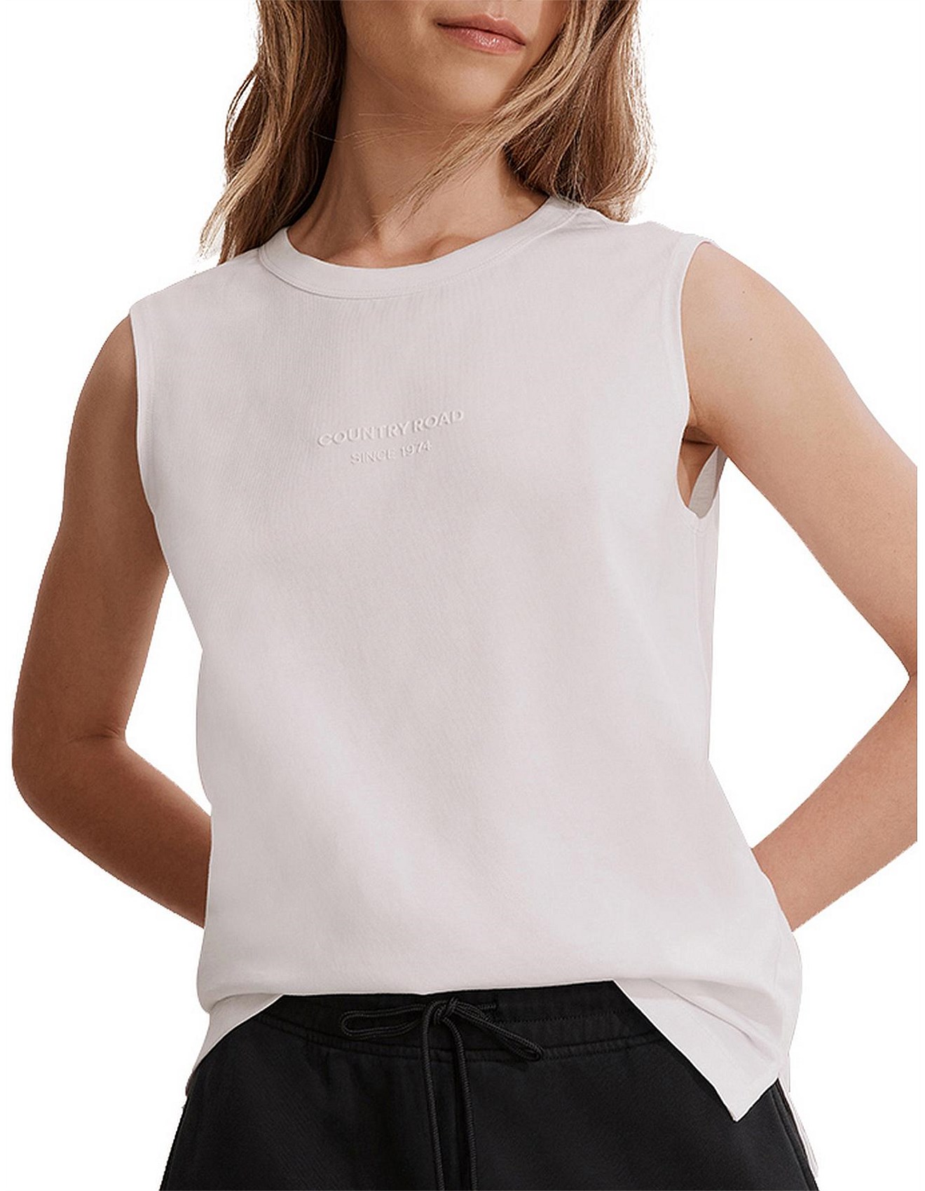 Country Road Australian Cotton Modern Embossed Tank | David Jones