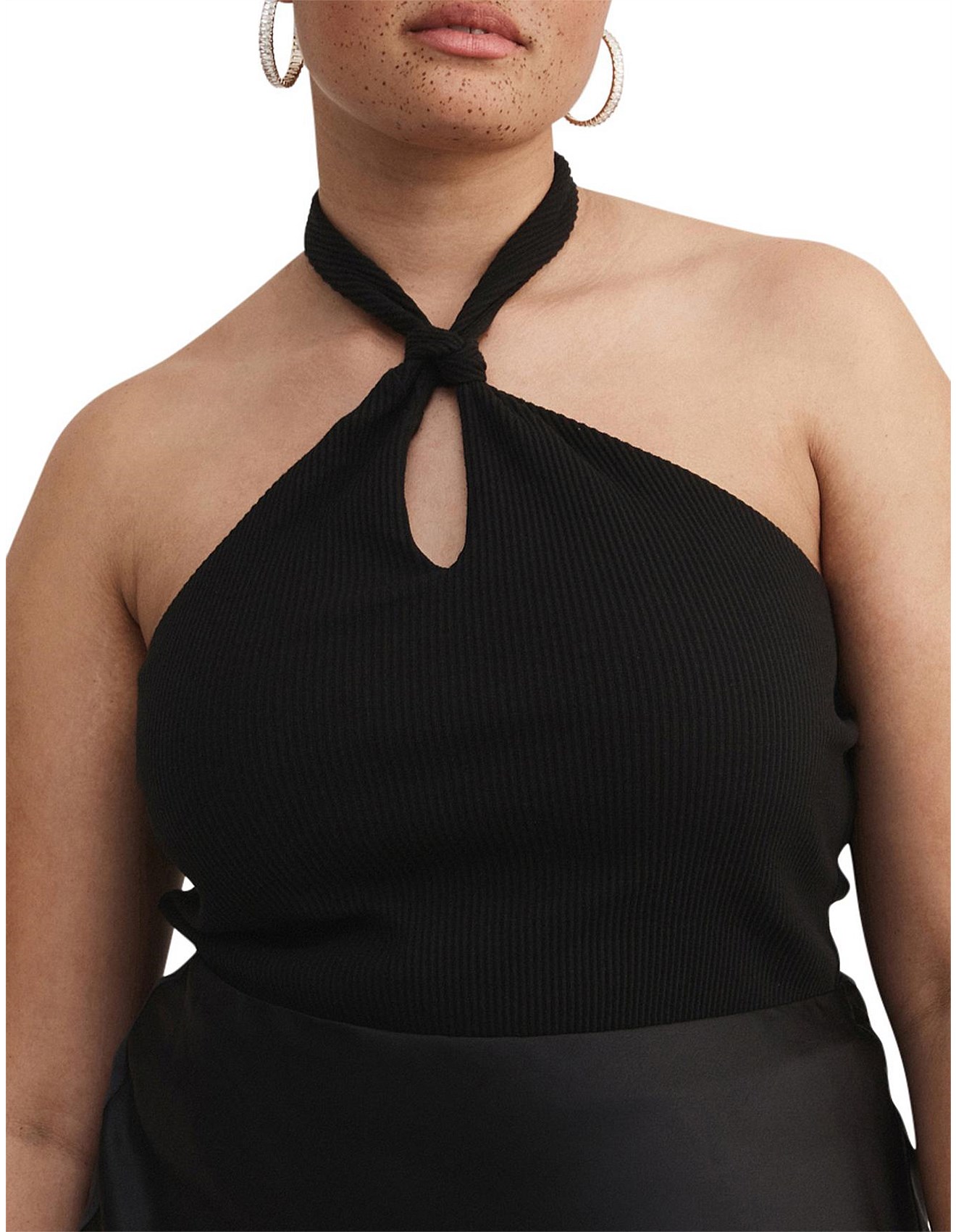Witchery Cotton Rib Keyhole Halter | David Jones
