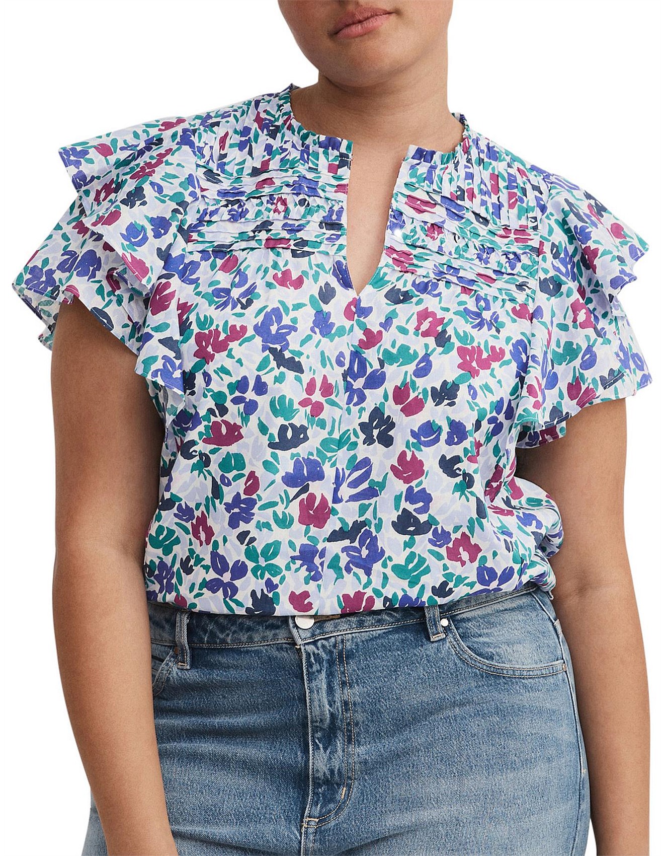 Witchery Splash Floral Pintuck Blouse | David Jones