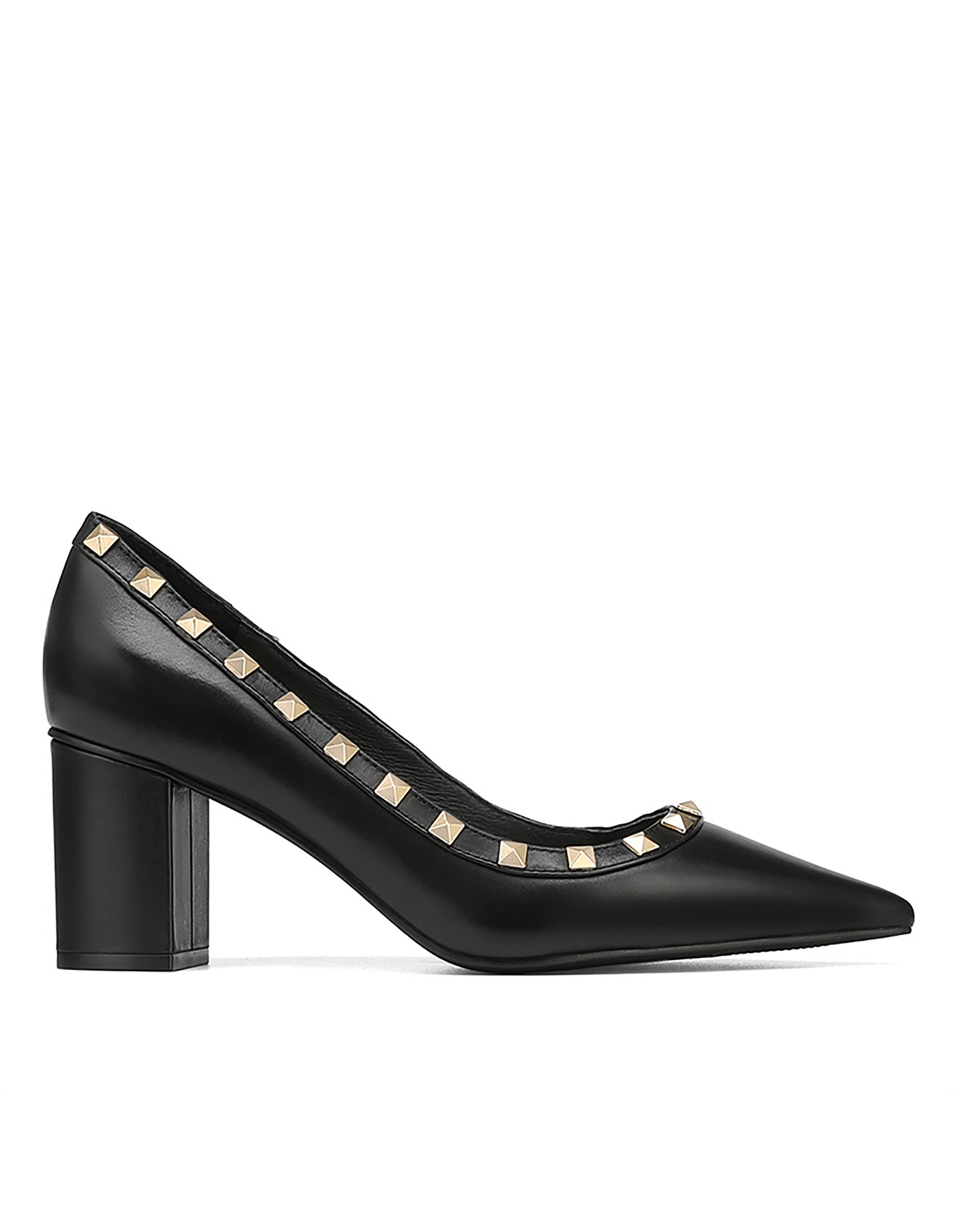 Wittner Pritchard Black Leather Block Heel Pump | David Jones